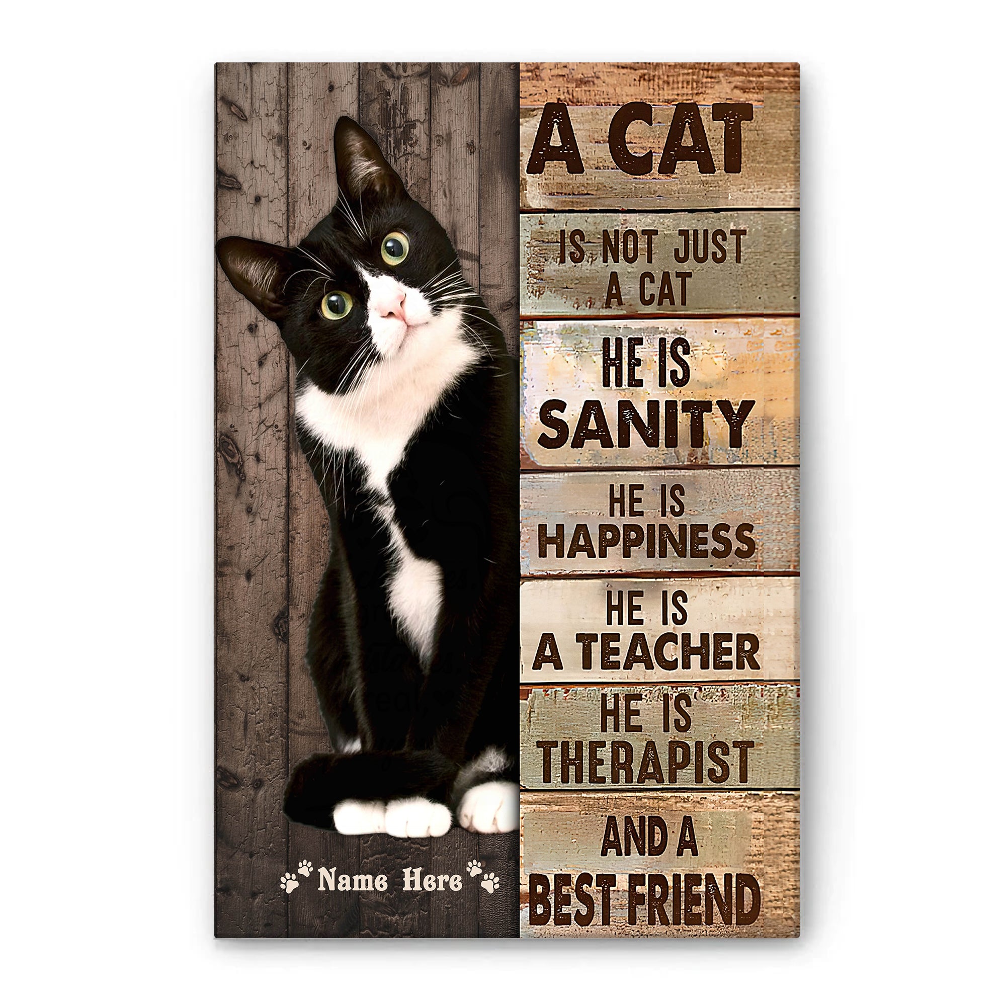 Personalized Tuxedo Cat Poster & Canvas, Is Not Just A Cat Wall Art, H
