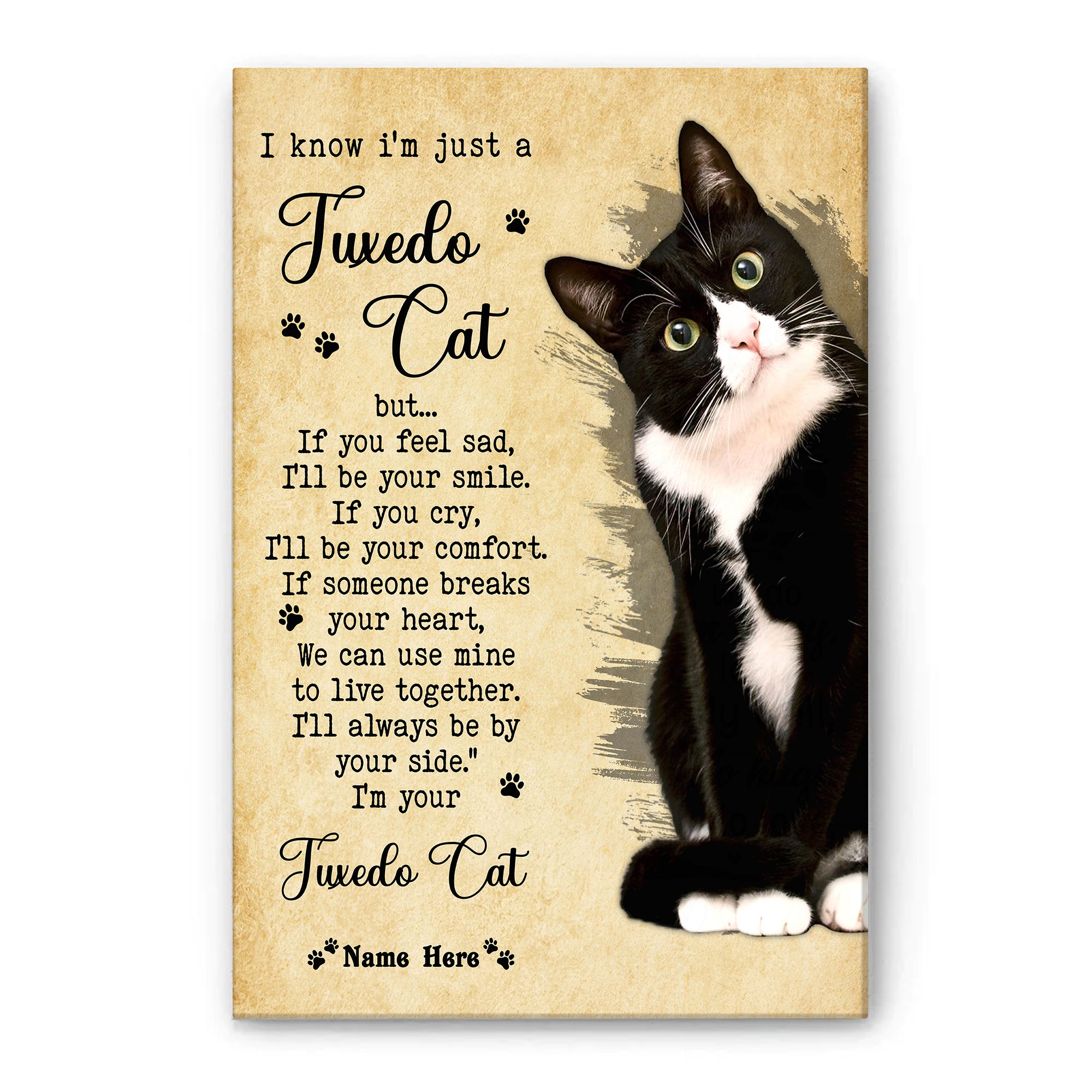 Personalized Tuxedo Cat Poster & Canvas, I'm Just a Tuxedo Cat - Inspi