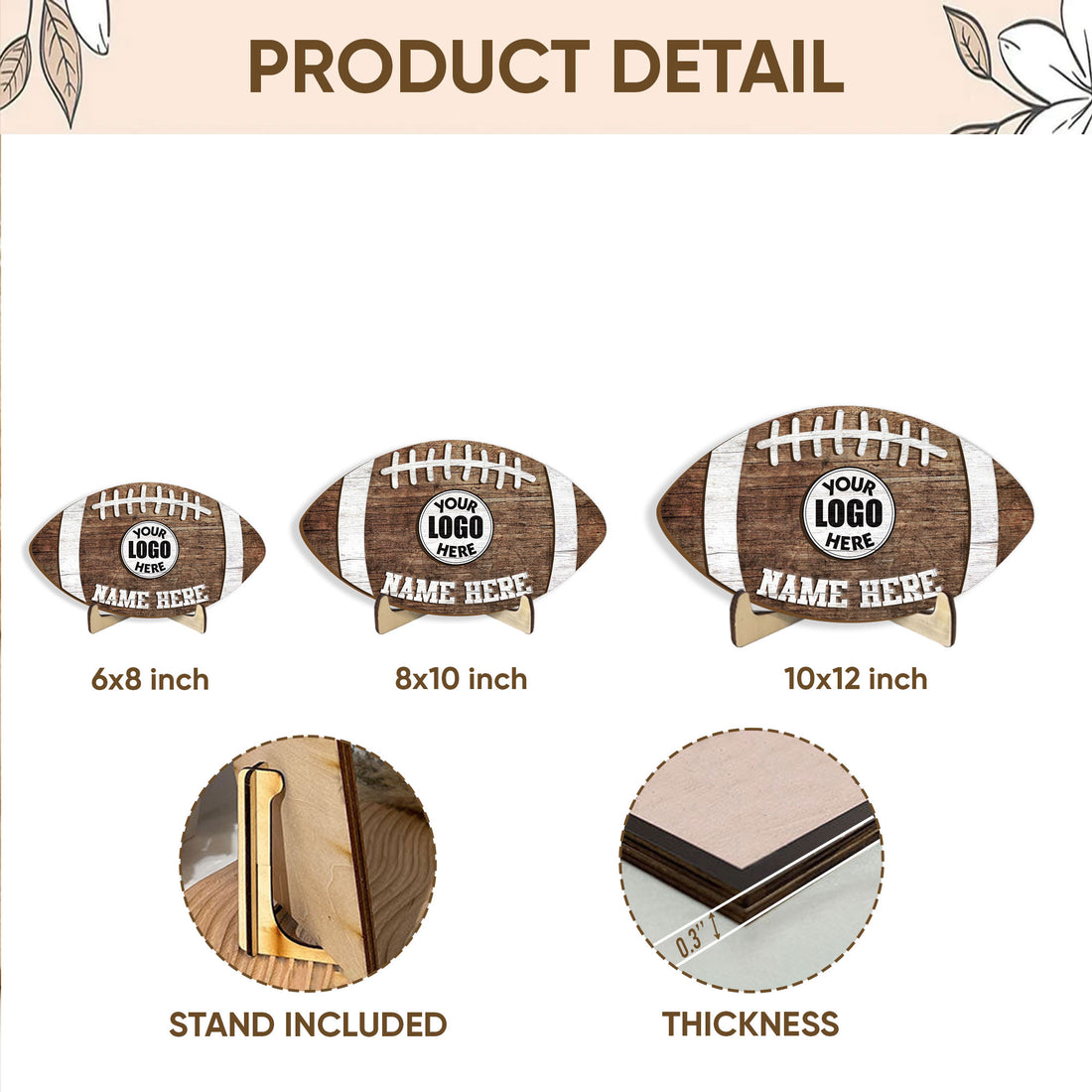 Personalized Football Wooden Plaque, American Football Wooden Sign, Cu