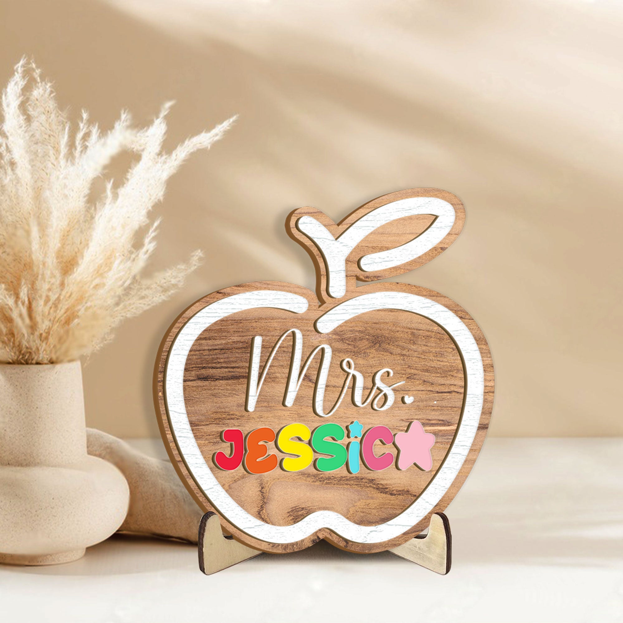 Personalized Teacher Wooden Plaque, Teacher Wooden Sign, Custom Name W