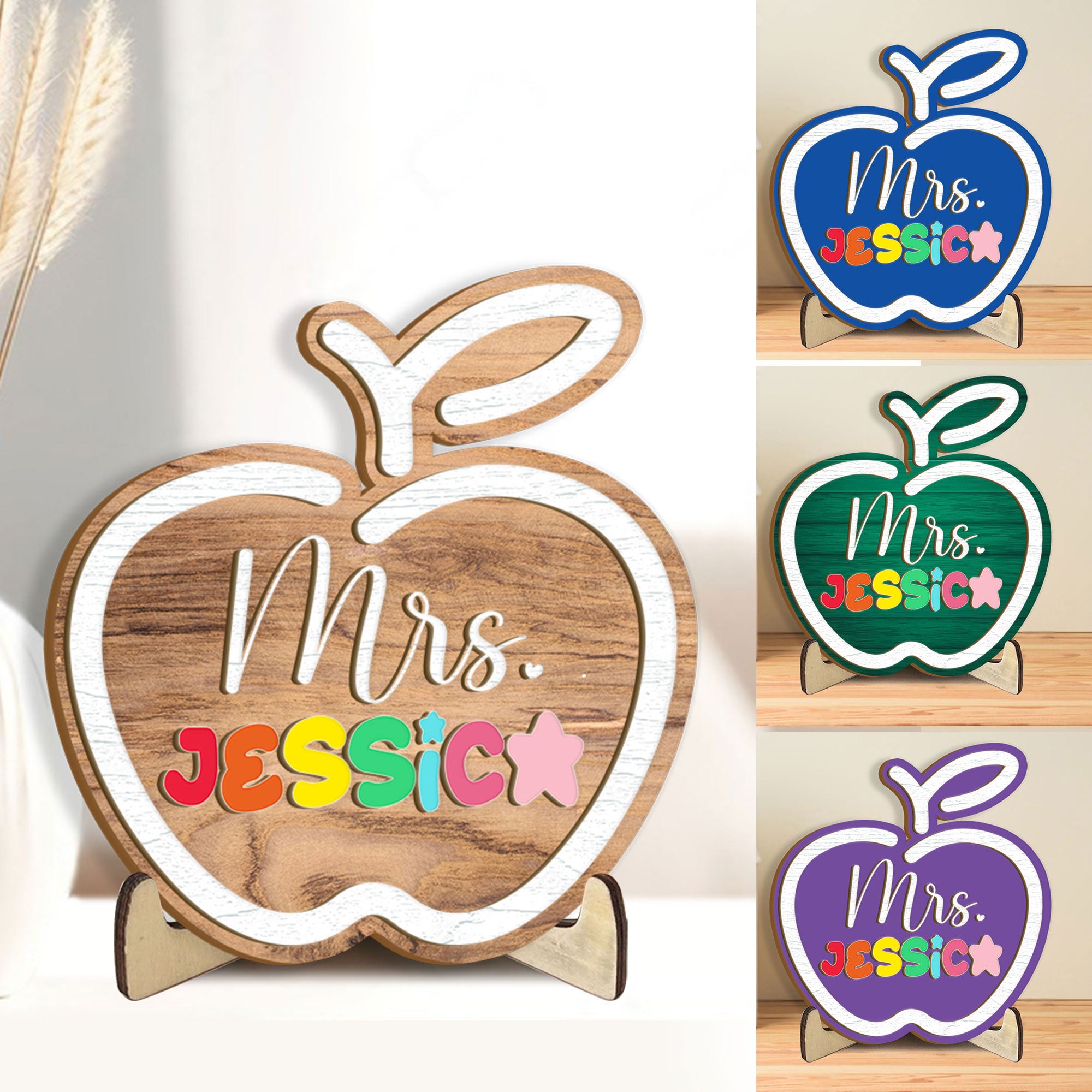 Personalized Teacher Wooden Plaque, Teacher Wooden Sign, Custom Name W