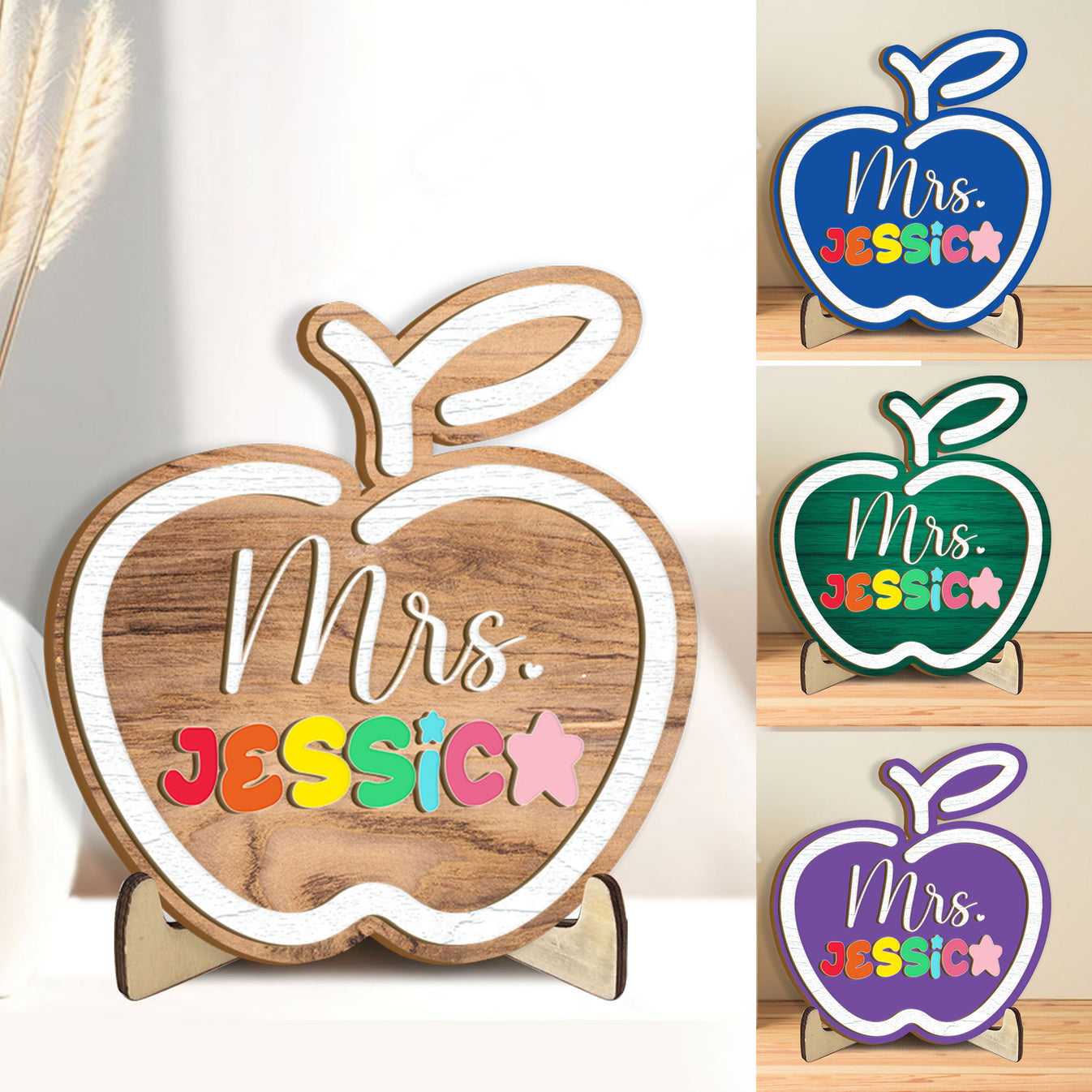 Personalized Teacher Wooden Plaque, Teacher Wooden Sign, Custom Name W