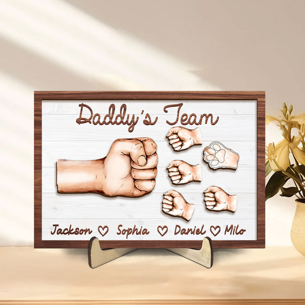 Personalized Dad Wooden Plaque, Custom Kid's Name Wooden Sign, Daddy's