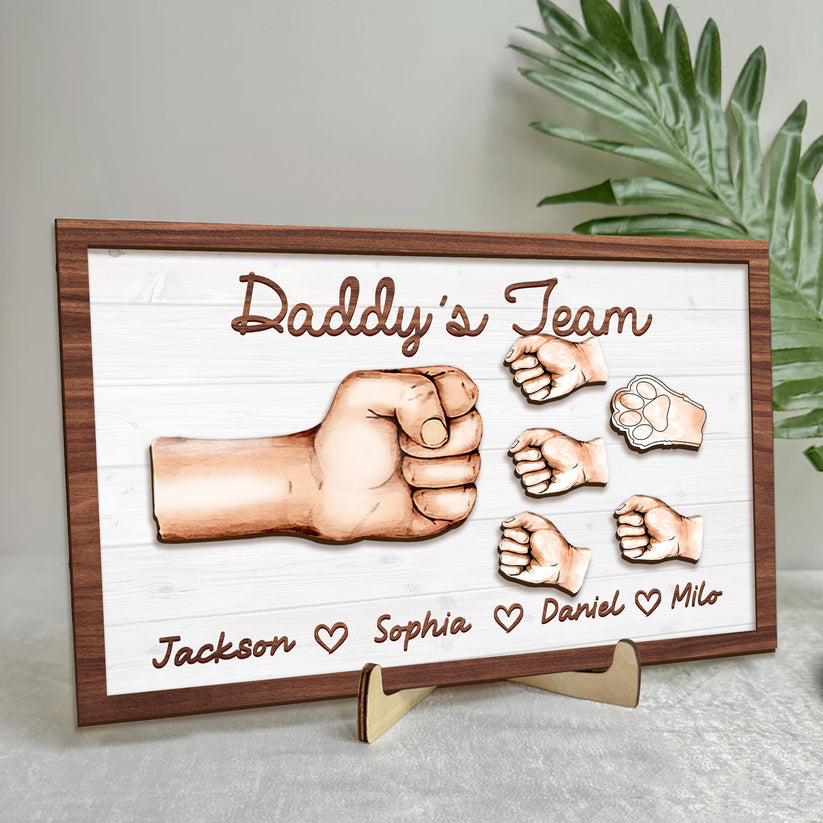 Personalized Dad Wooden Plaque, Custom Kid's Name Wooden Sign, Daddy's