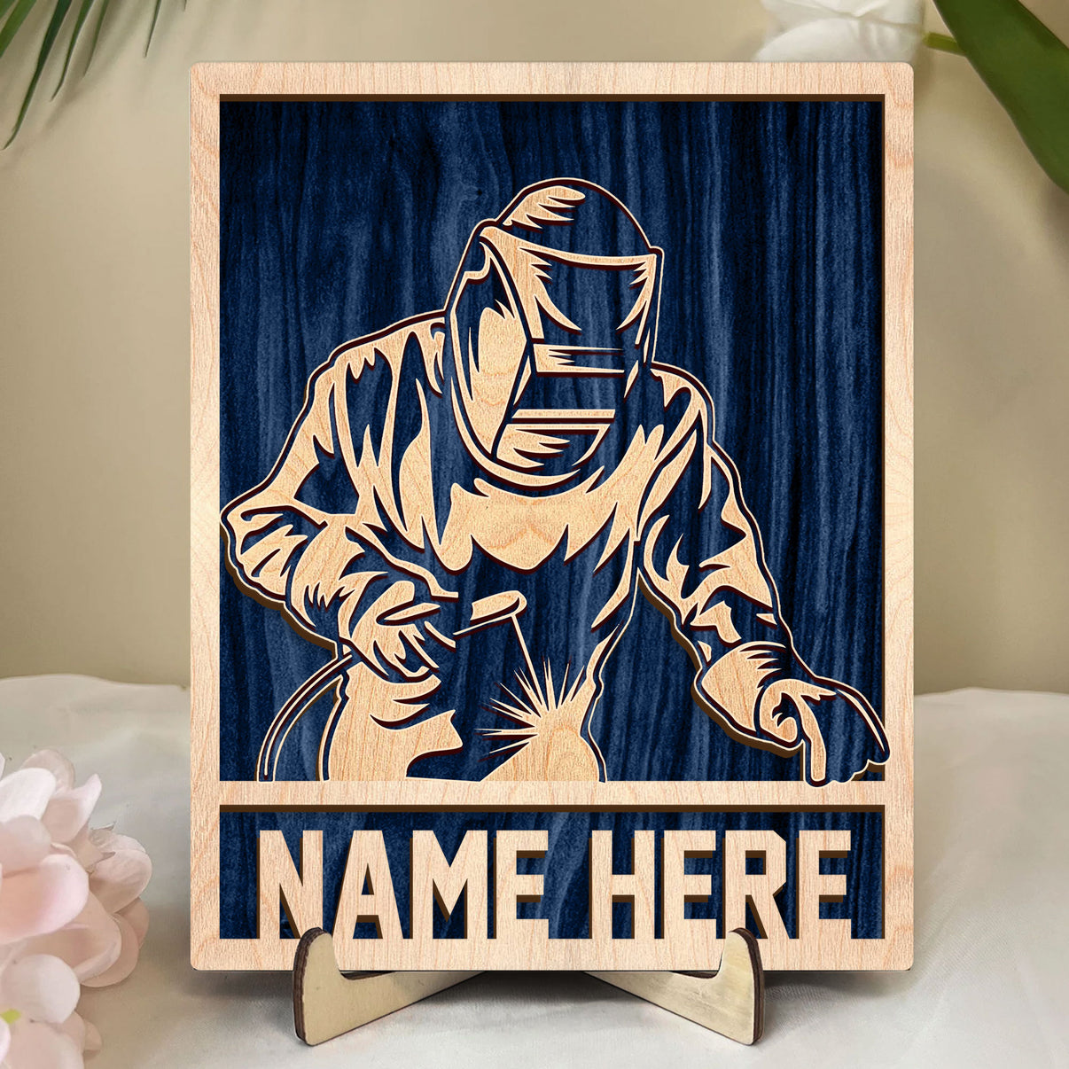 Personalized Welder Wooden Plaque, Custom Name Wooden Sign, Welding Wo
