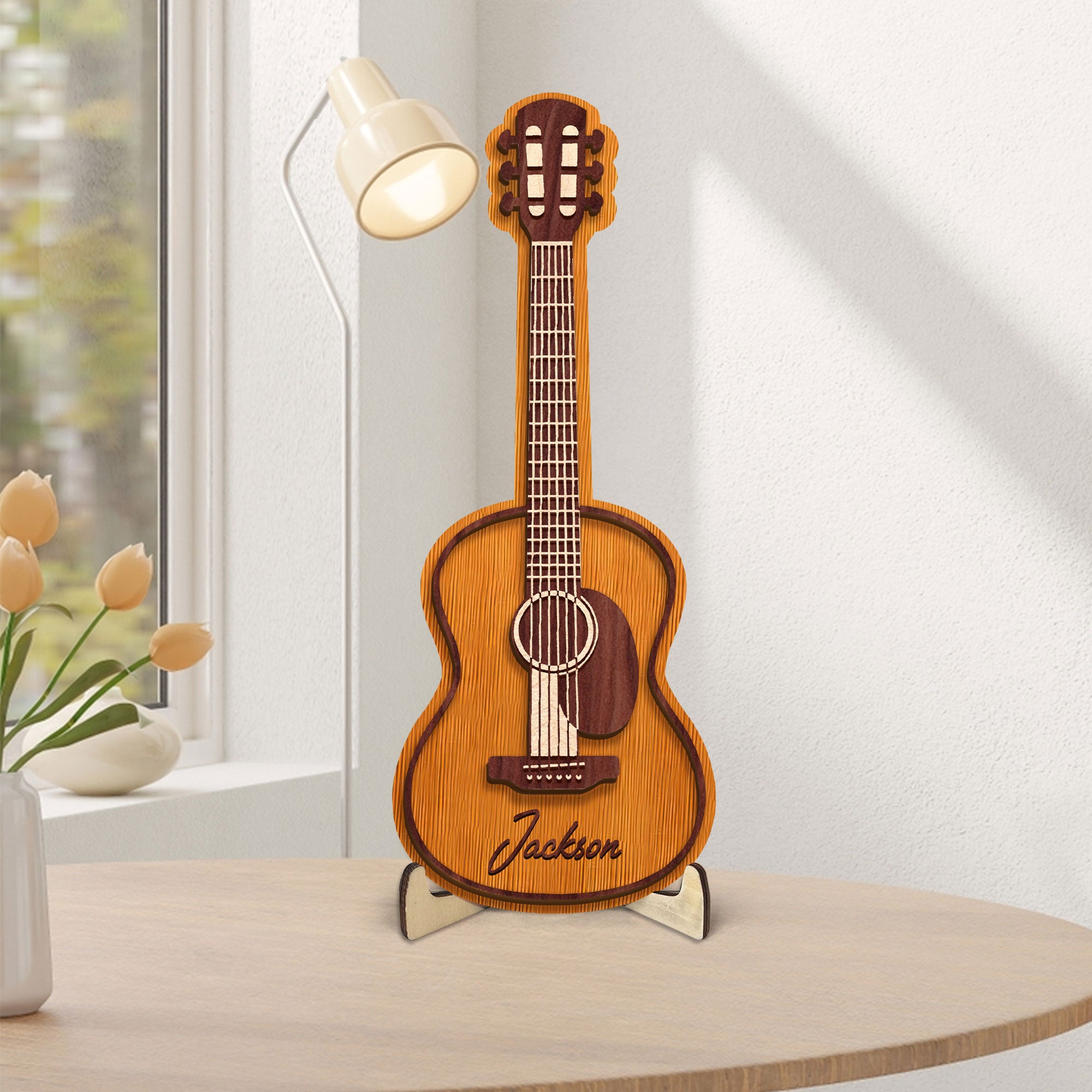 Personalized Guitar Wooden Plaque, Custom Name Wooden Sign, Acoustic G