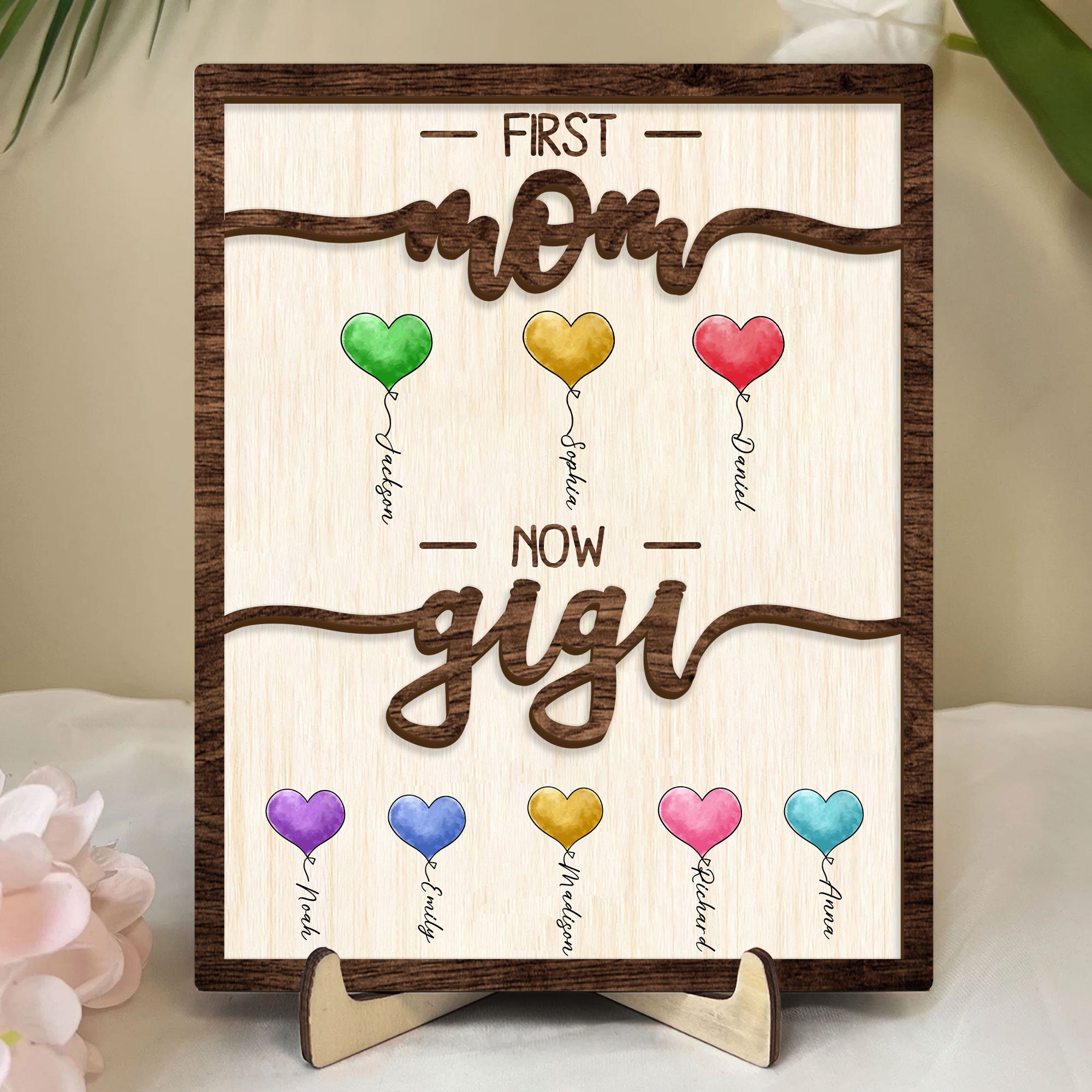 Personalized Grandma Wooden Plaque, Custom Kid's Name Wooden Sign, Fir
