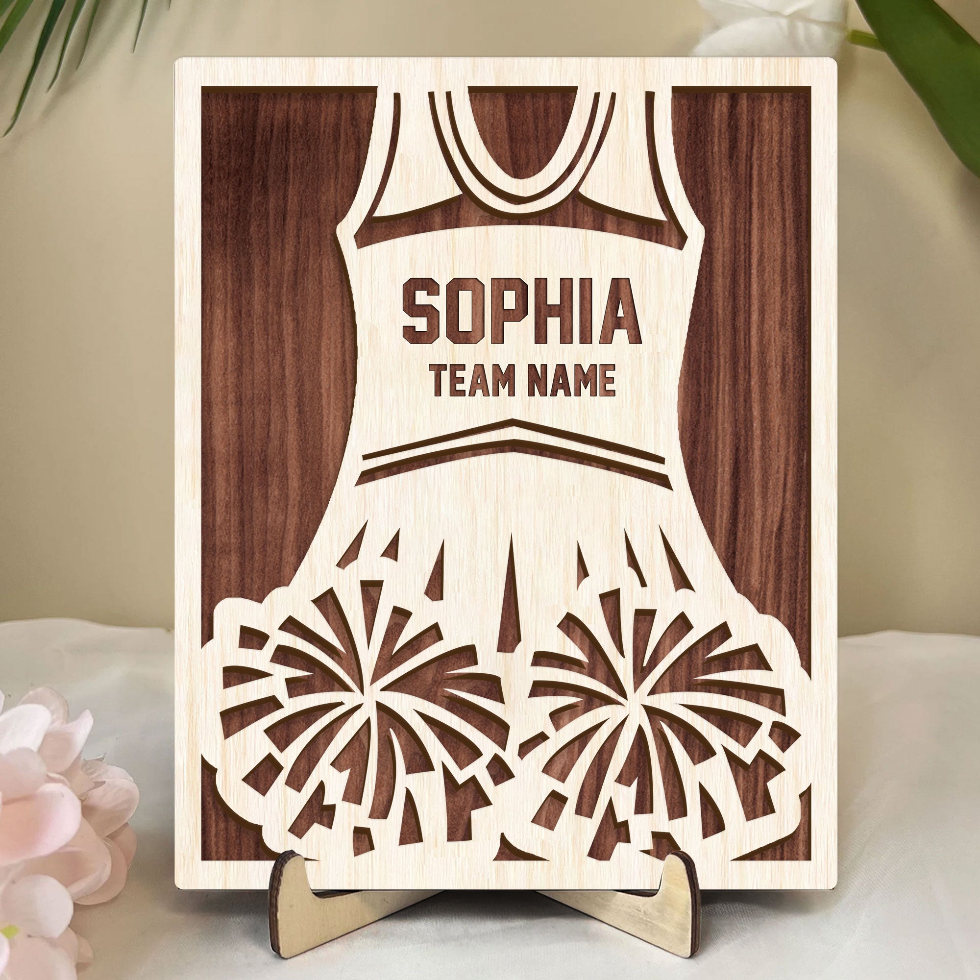 Personalized Cheerleading Wooden Plaque, Custom Name Wooden Sign, Chee