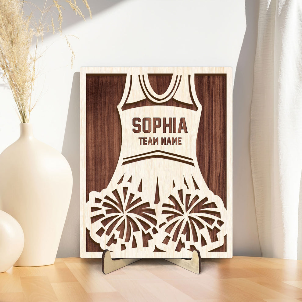 Personalized Cheerleading Wooden Plaque, Custom Name Wooden Sign, Chee