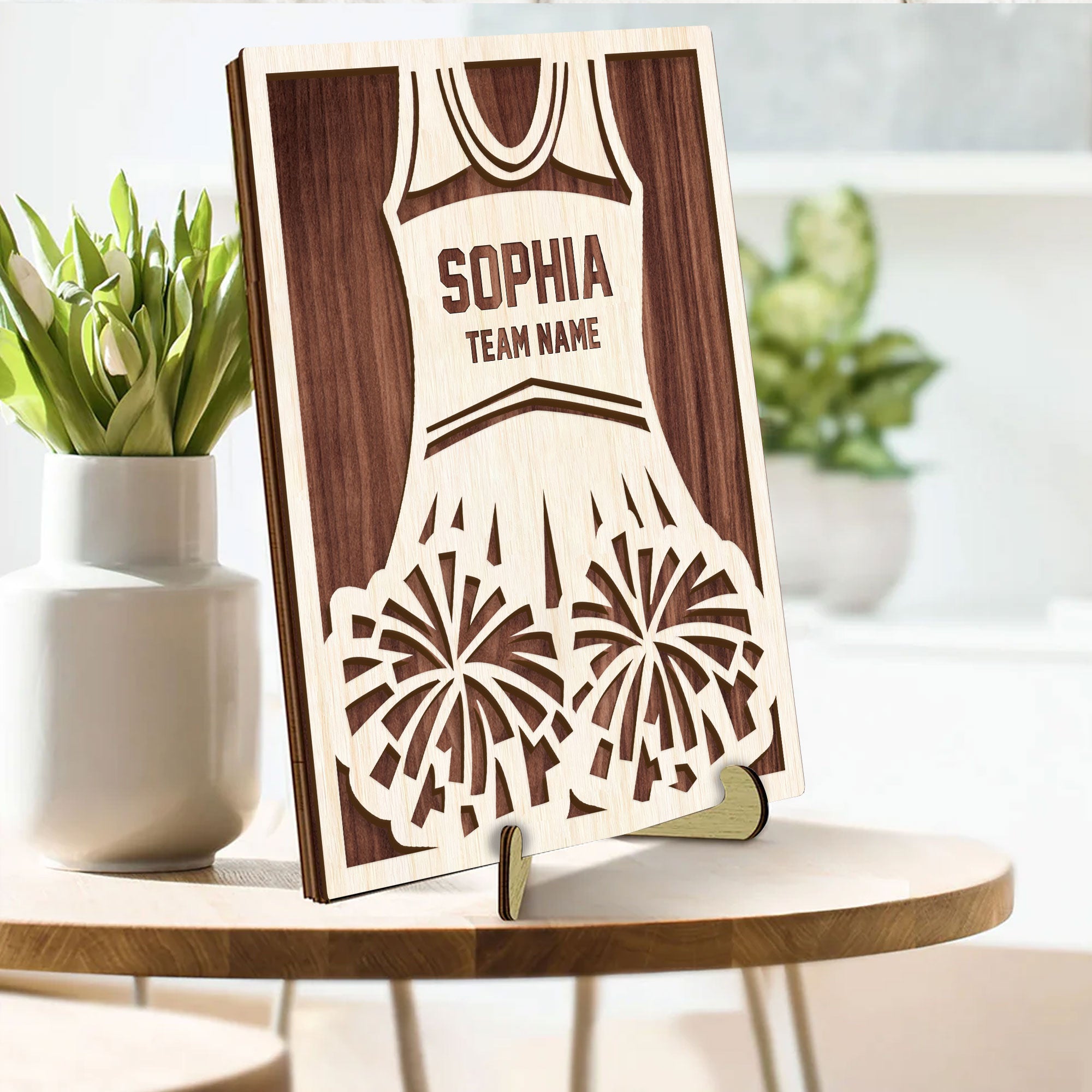 Personalized Cheerleading Wooden Plaque, Custom Name Wooden Sign, Chee