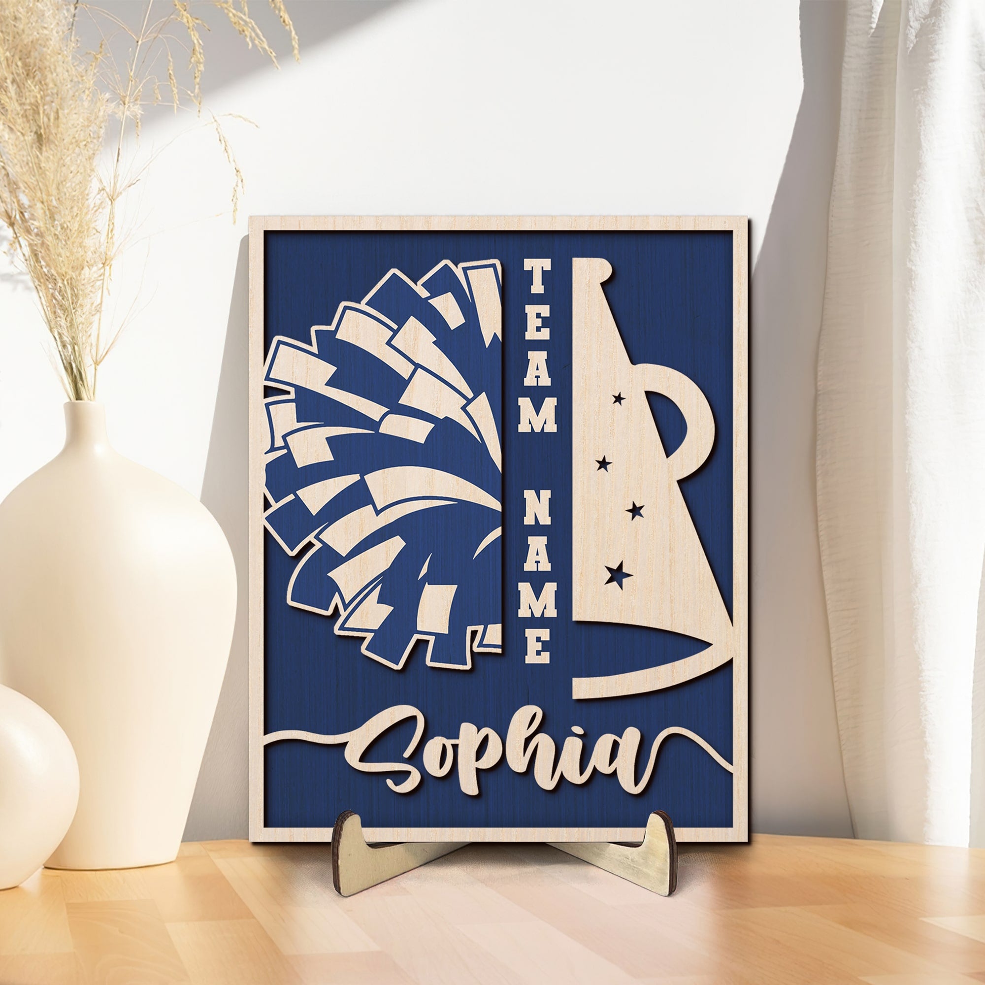 Personalized Cheerleading Wooden Plaque, Custom Name Wooden Sign, Chee