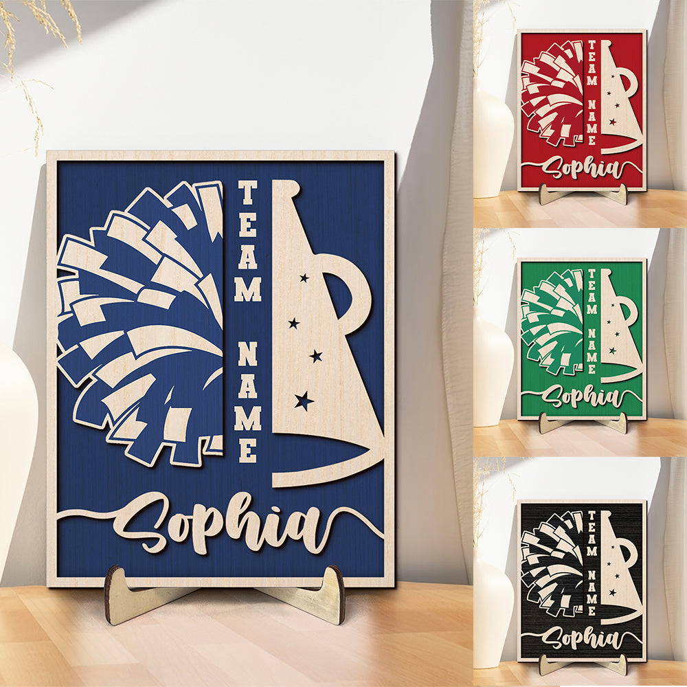Personalized Cheerleading Wooden Plaque, Custom Name Wooden Sign, Chee