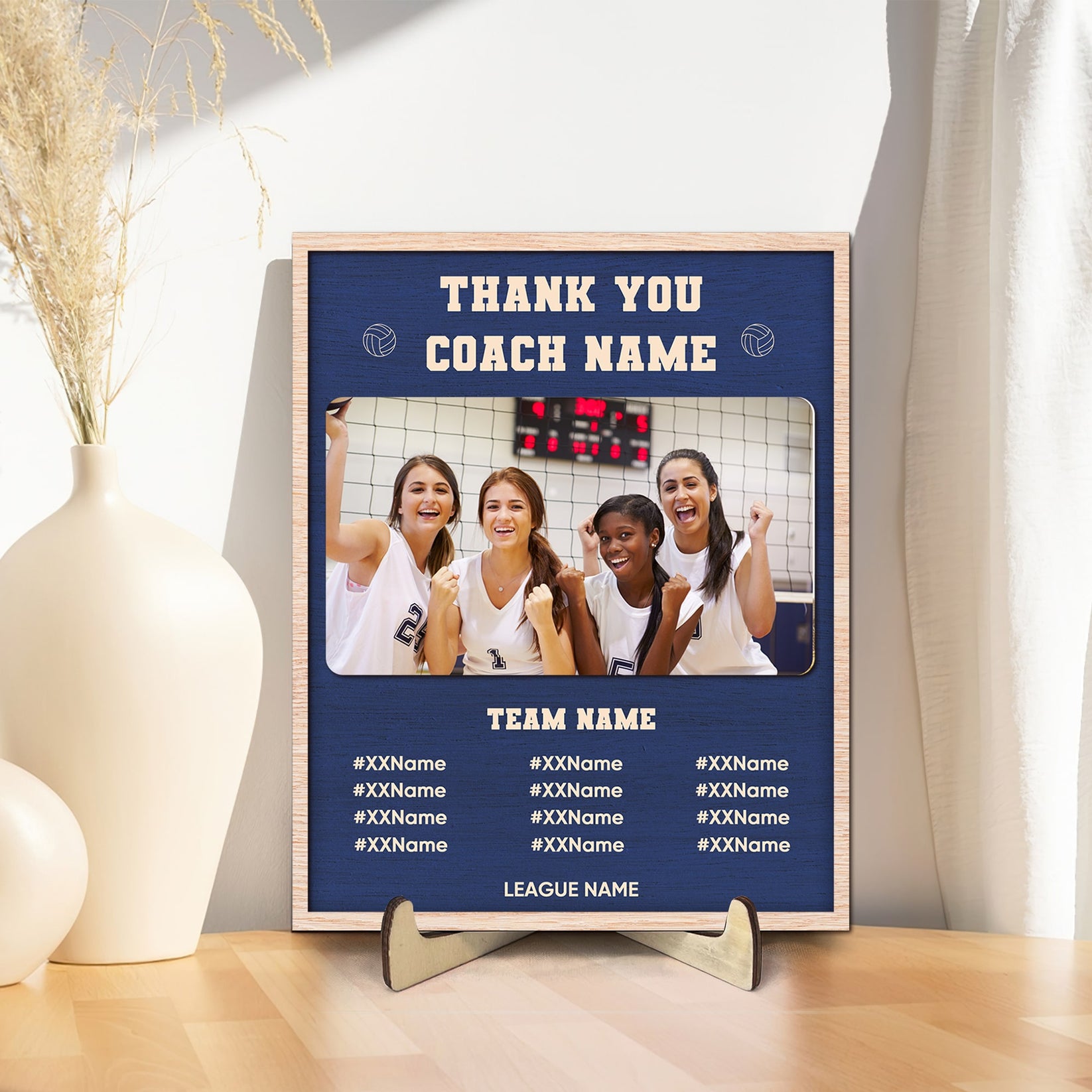 Personalized Volleyball Wooden Plaque, Custom Name & Photo Wooden Sign