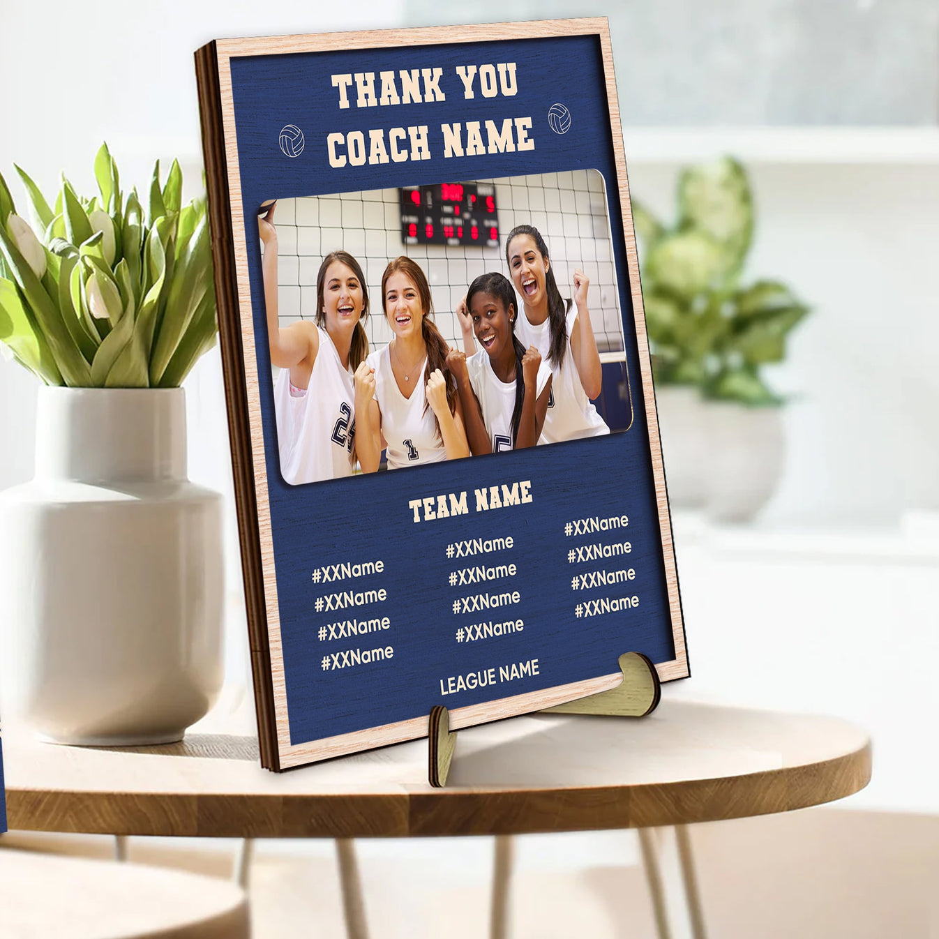Personalized Volleyball Wooden Plaque, Custom Name & Photo Wooden Sign