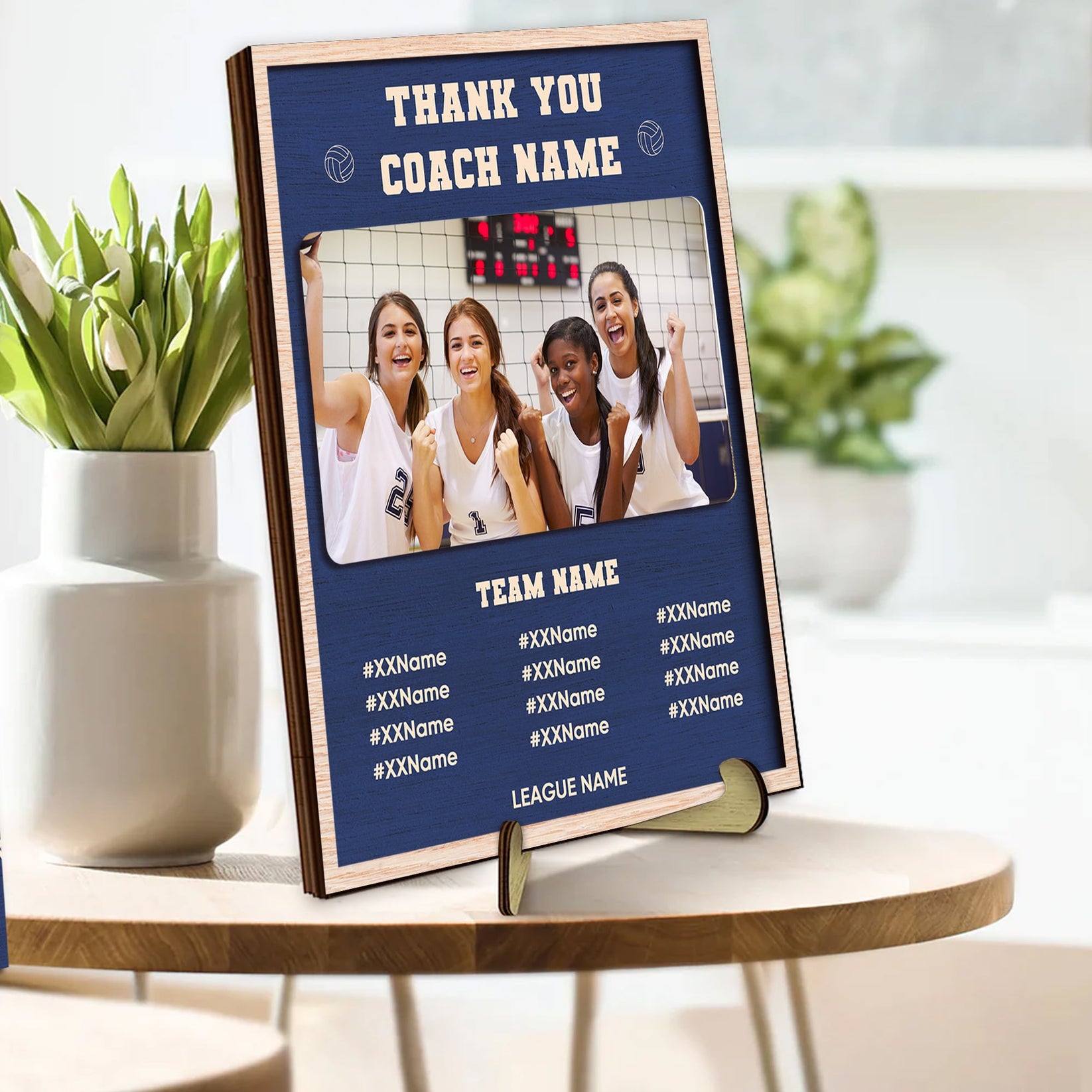 Personalized Volleyball Wooden Plaque, Custom Name & Photo Wooden Sign