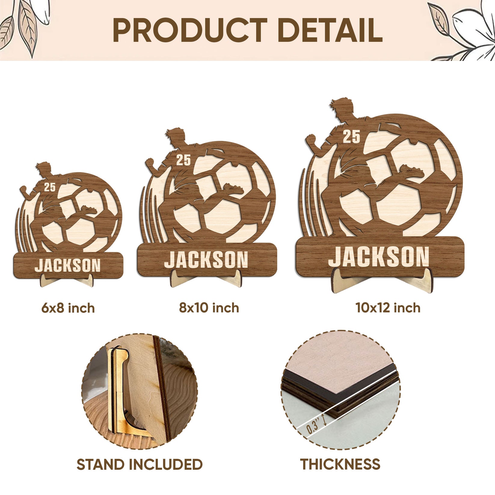 Personalized Sports Wooden Plaque, Custom Name Wooden Sign, Multiple S