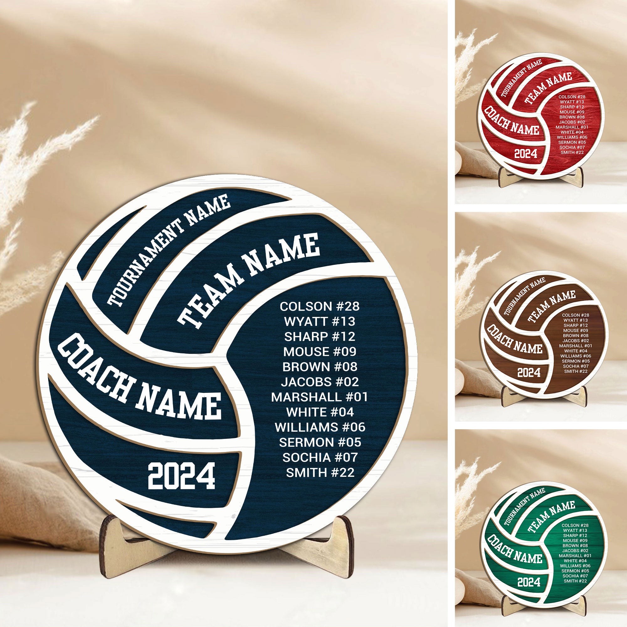 Personalized Volleyball Wooden Plaque, Custom Name & Number Wooden Sig