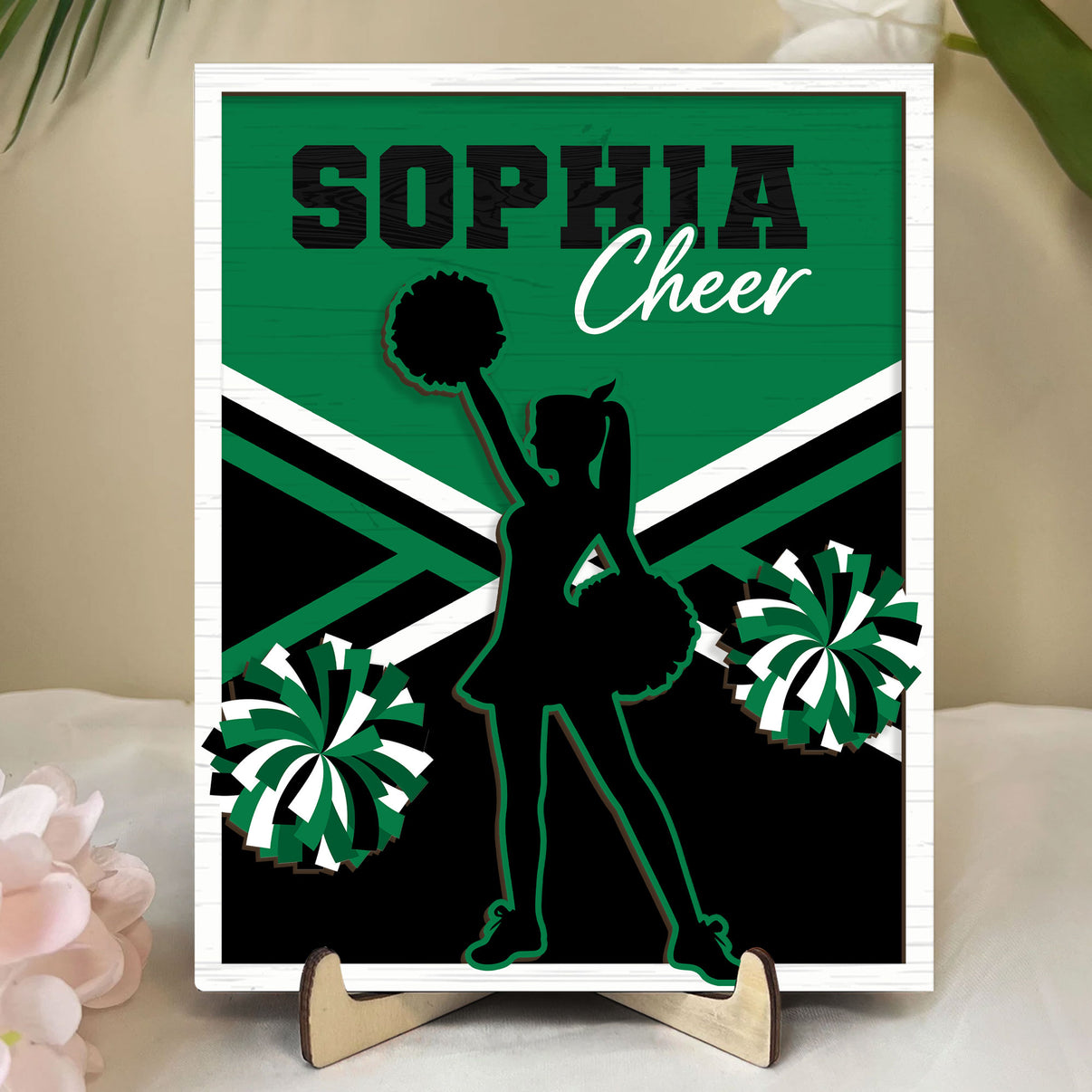 Personalized Cheerleading Wooden Plaque, Custom Name Wooden Sign, Chee