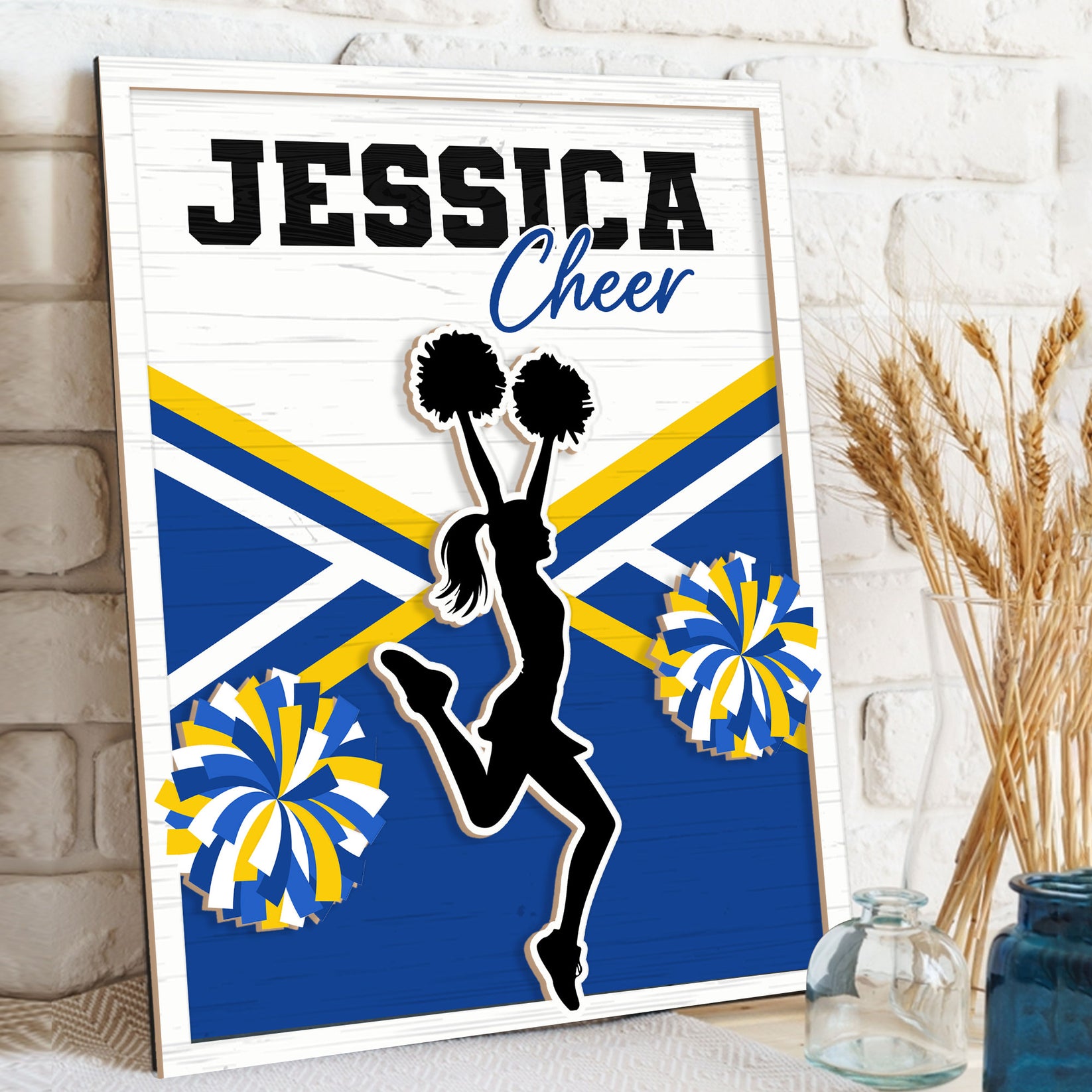 Personalized Cheerleading Wooden Plaque, Custom Name Wooden Sign, Chee
