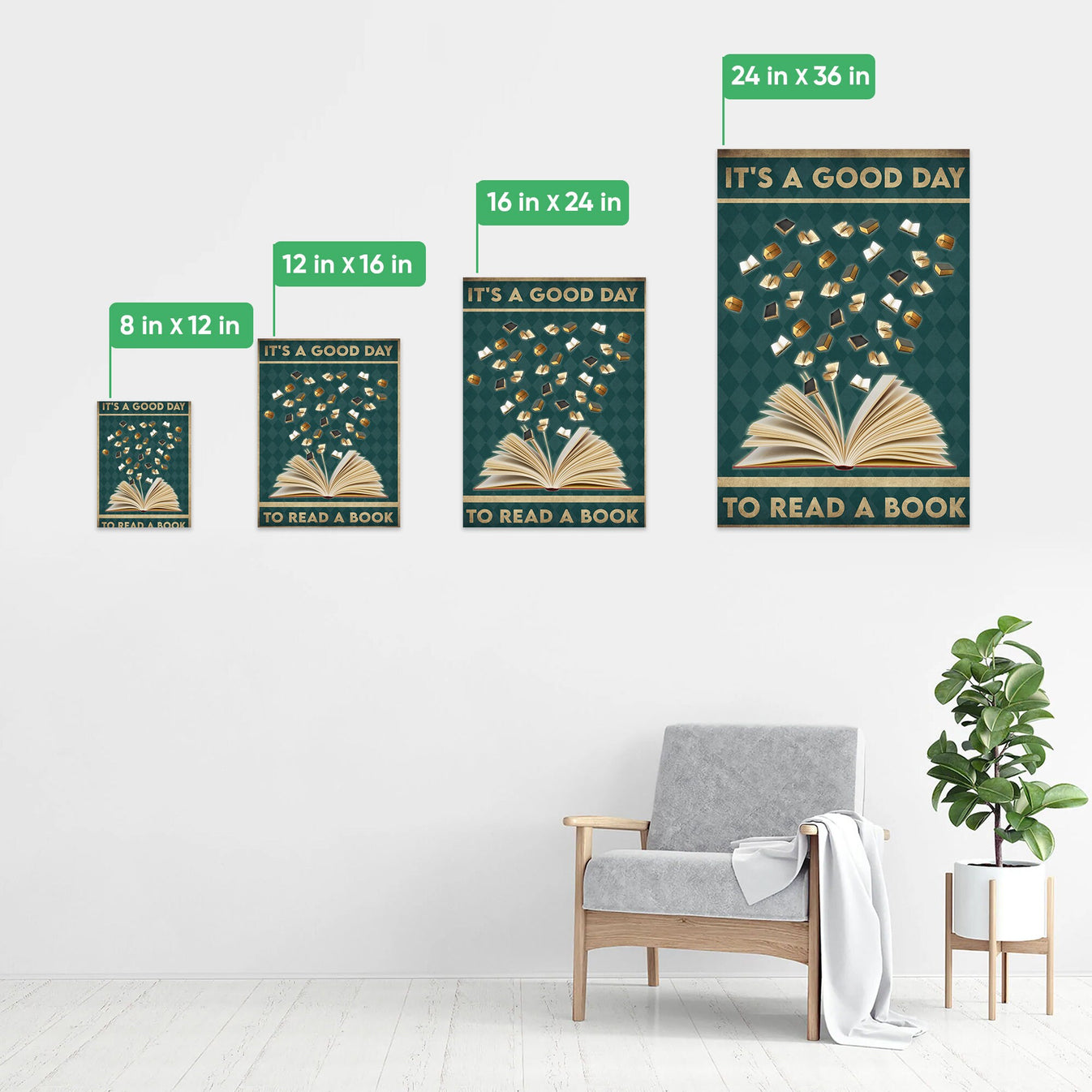Book Poster/Canvas, It's A Good Day To Read A Book Wall Art Print, Vin