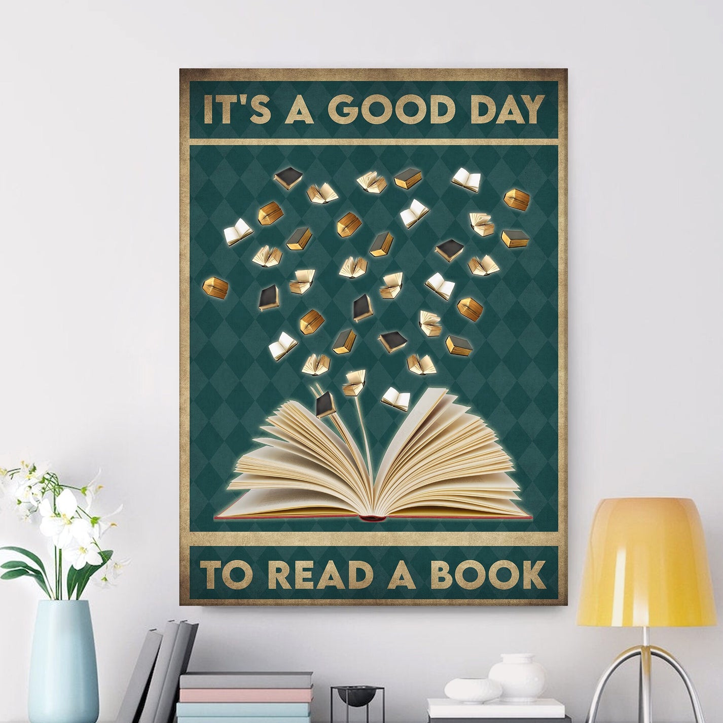 Book Poster/Canvas, It's A Good Day To Read A Book Wall Art Print, Vin