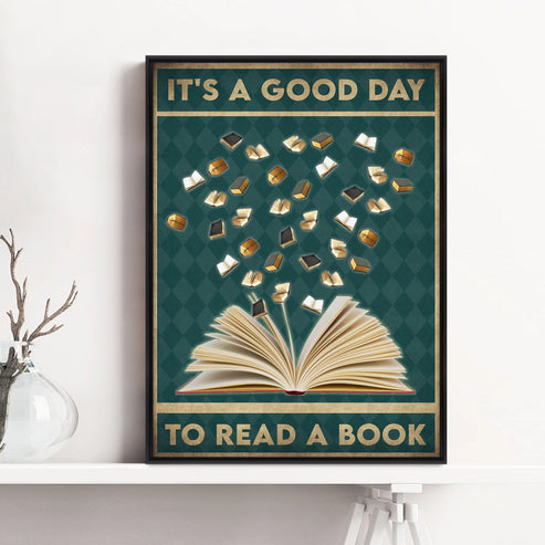 Book Poster/Canvas, It's A Good Day To Read A Book Wall Art Print, Vin