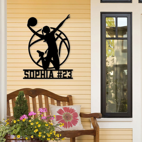 Personalized Basketball Metal Sign, Basketball Girl Sign, Custom Name
