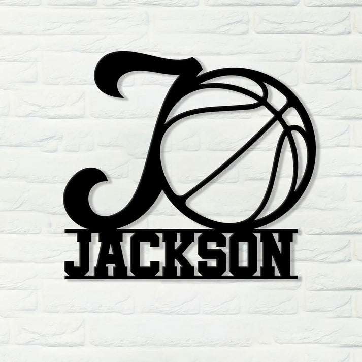 Personalized Basketball Metal Sign, Basketball Ball Sign, Custom Name