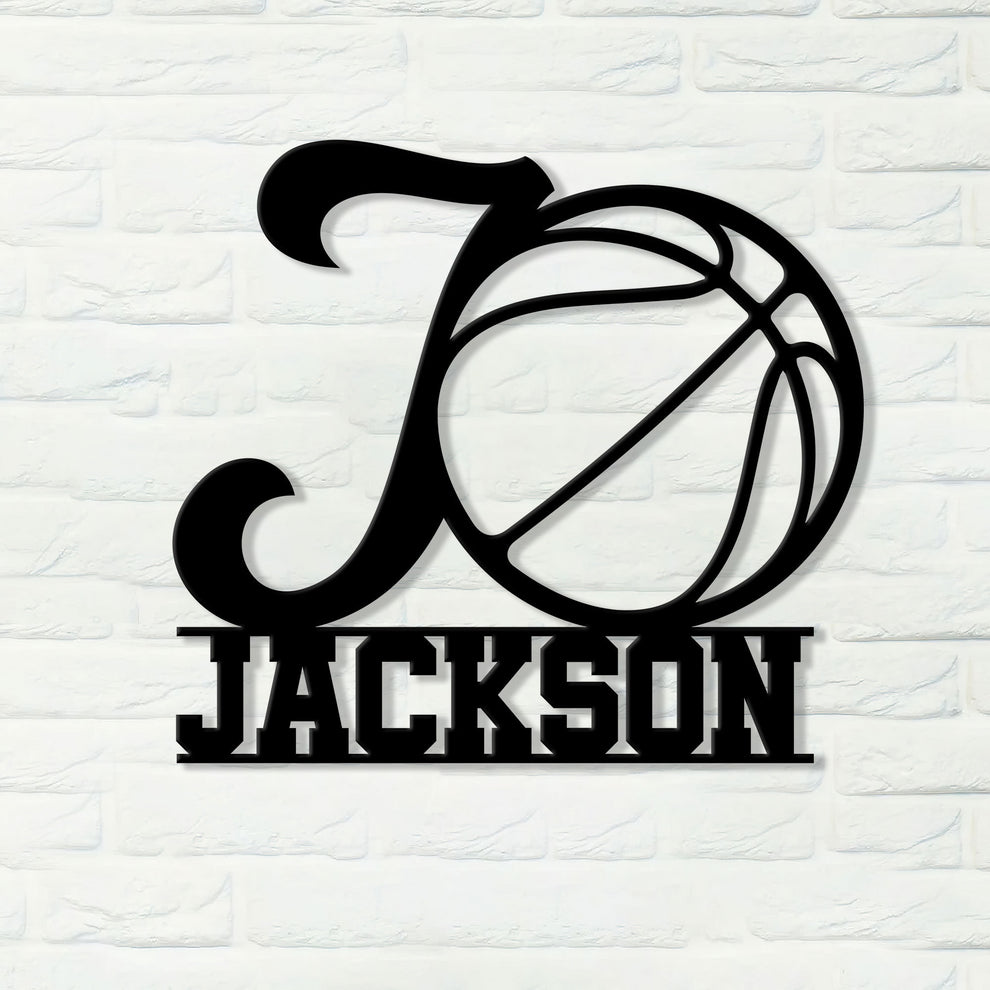 Personalized Basketball Metal Sign, Basketball Ball Sign, Custom Name