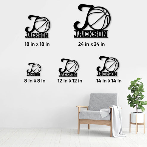 Personalized Basketball Metal Sign, Basketball Ball Sign, Custom Name