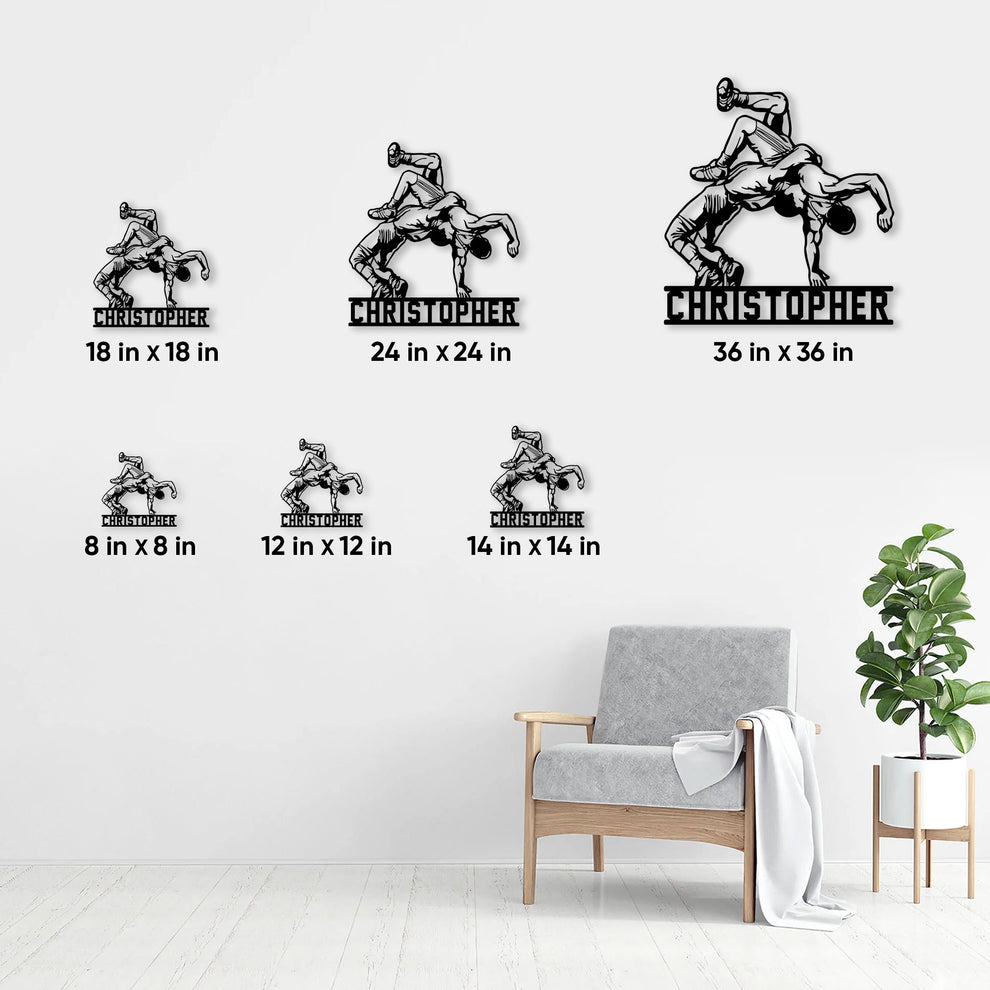 Personalized Wrestling Metal Sign, Wrestling Sign, Custom Name Room Si