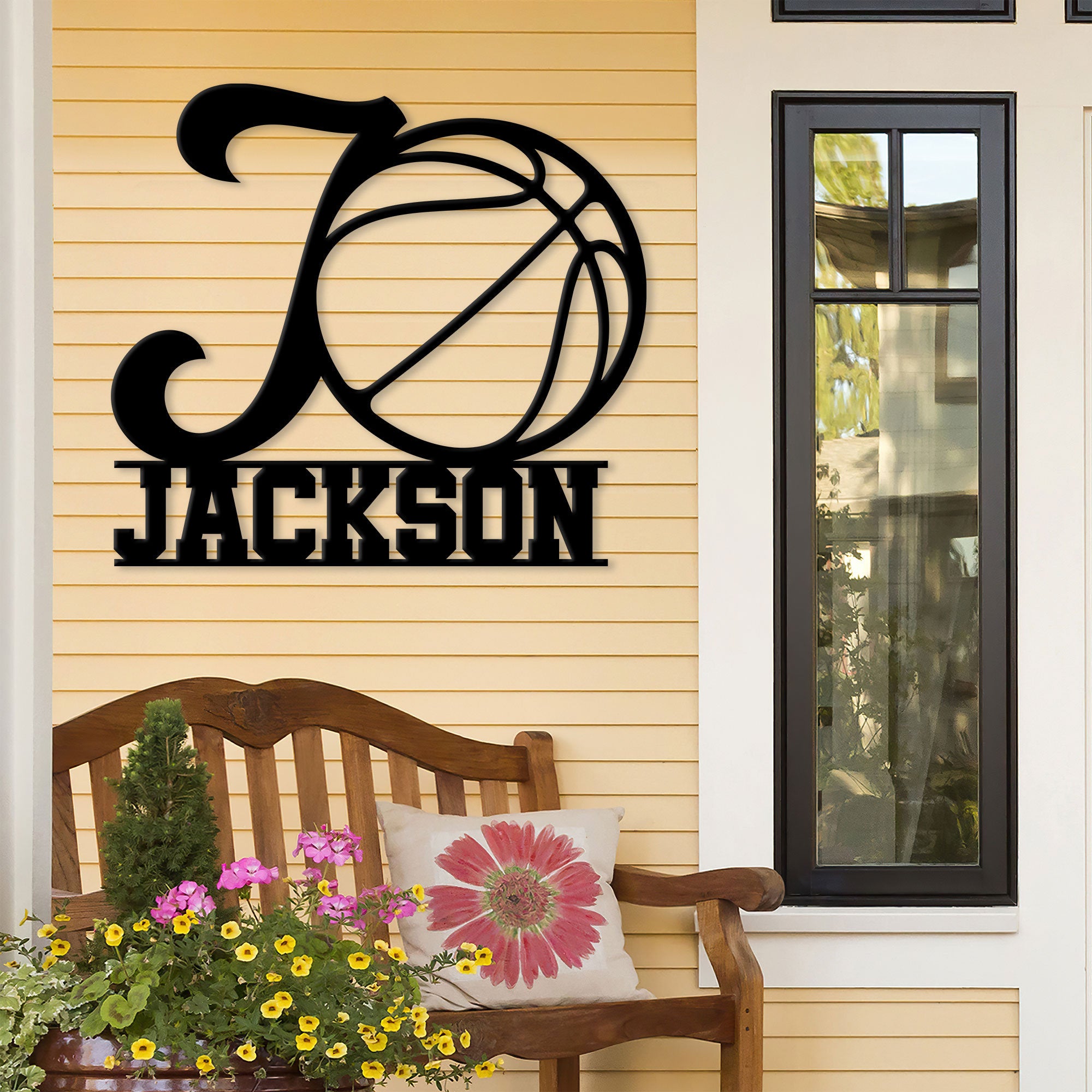 Personalized Basketball Metal Sign, Basketball Ball Sign, Custom Name