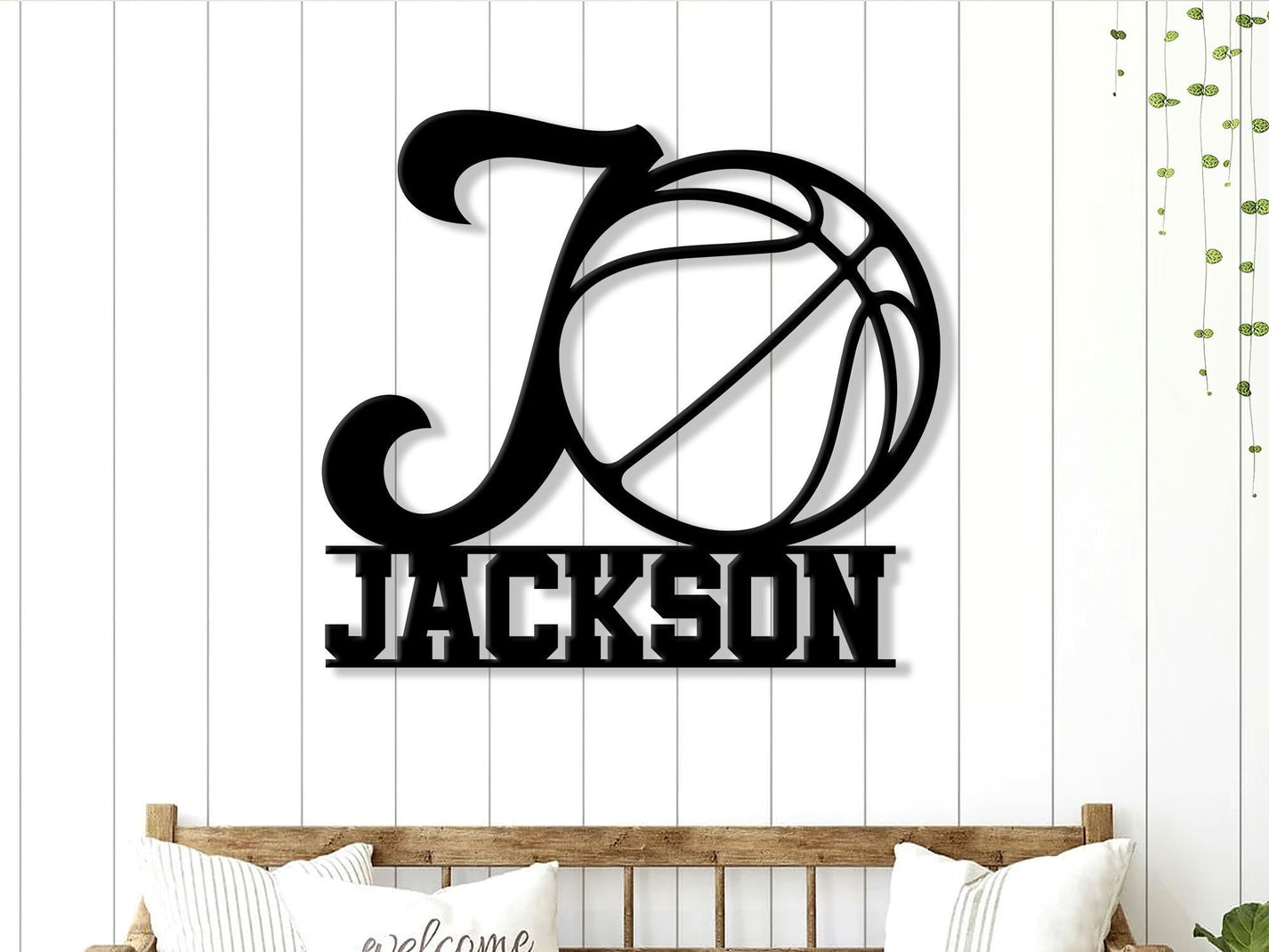 Personalized Basketball Metal Sign, Basketball Ball Sign, Custom Name