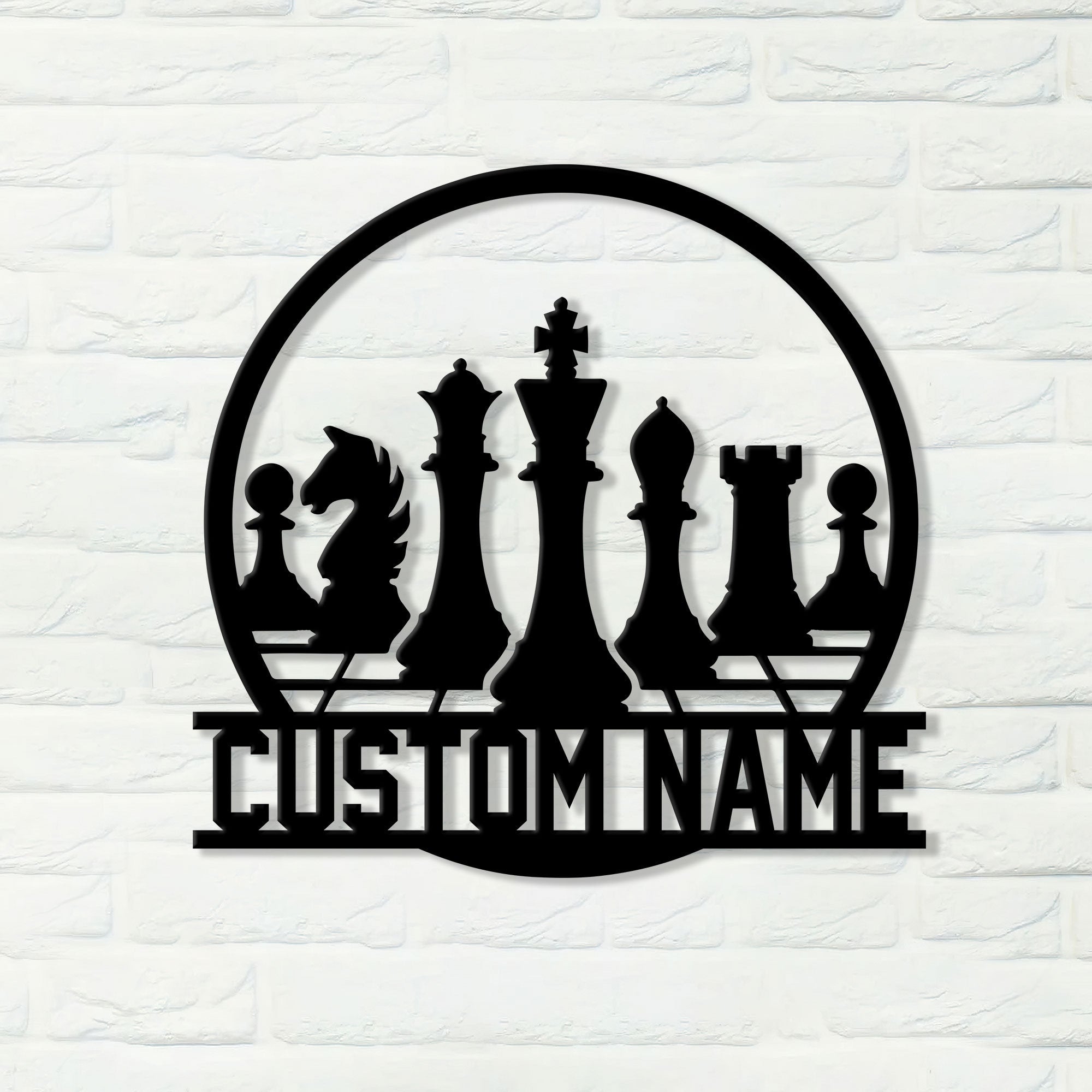 Personalized Chess Metal Sign, Chess Board Sign, Custom Name Room Sign