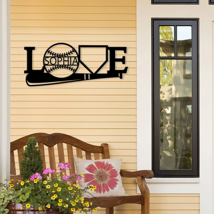 Personalized Softball Metal Sign, Love Softball Sign, Custom Name Room