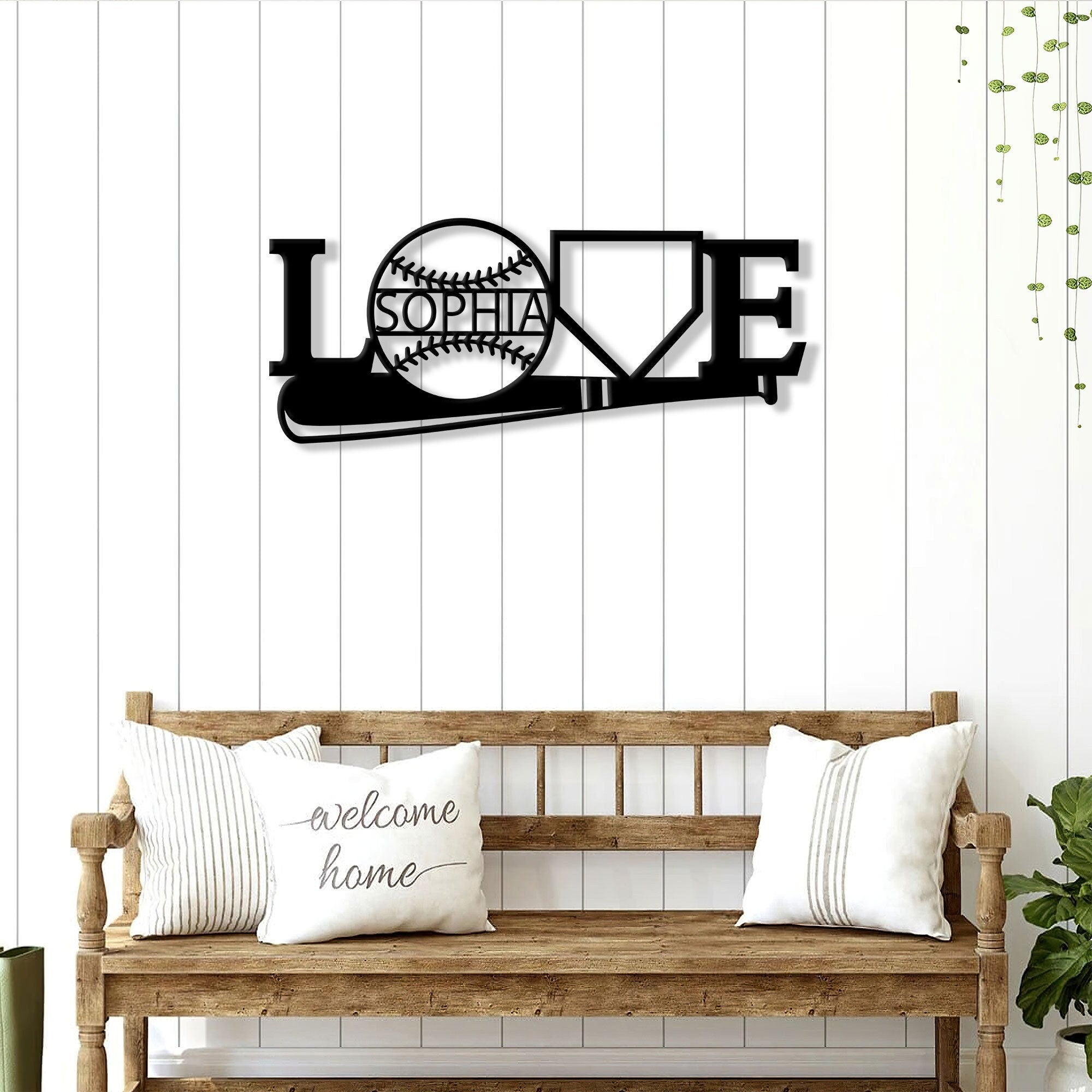 Personalized Softball Metal Sign, Love Softball Sign, Custom Name Room