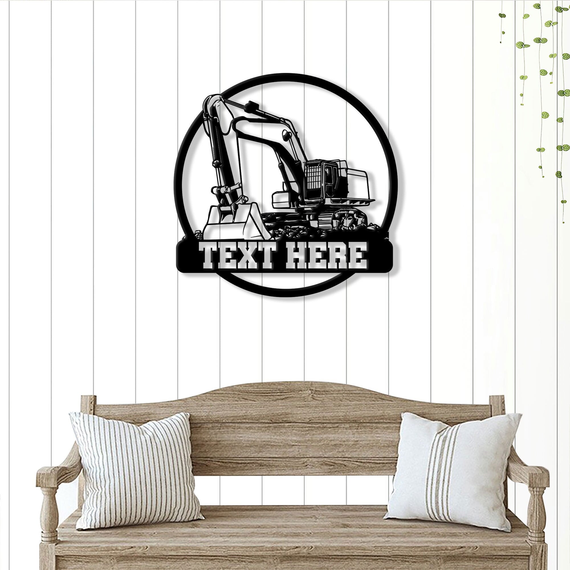 Personalized Excavator Metal Sign, Excavator Sign, Custom Room Sign, E