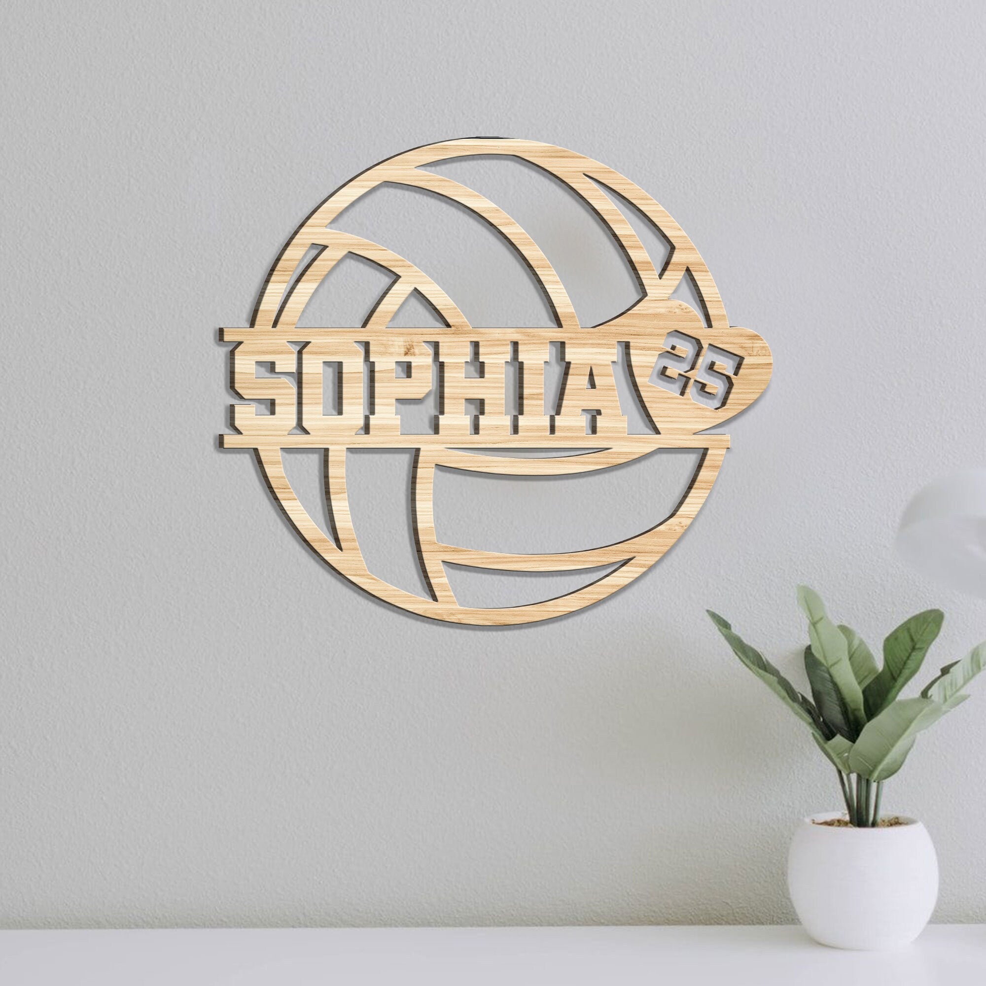 Personalized Volleyball Wood Sign, Volleyball Ball Sign, Custom Name N