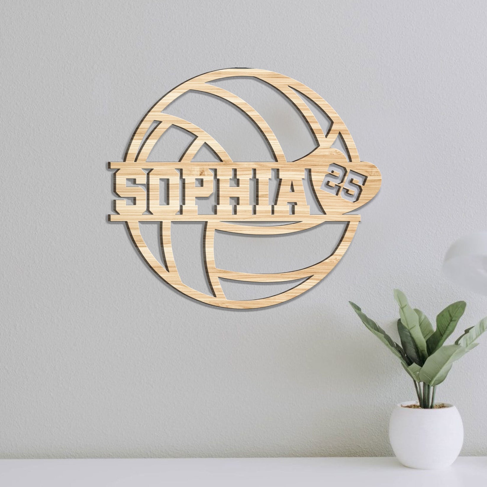 Personalized Volleyball Wood Sign, Volleyball Ball Sign, Custom Name N
