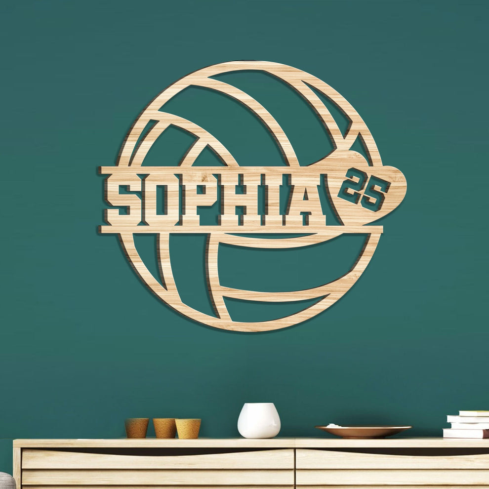 Personalized Volleyball Wood Sign, Volleyball Ball Sign, Custom Name N