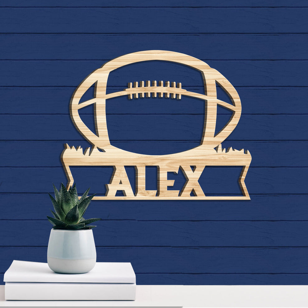 Personalized Football Wood Sign, Football Ball Sign, Custom Name Woode