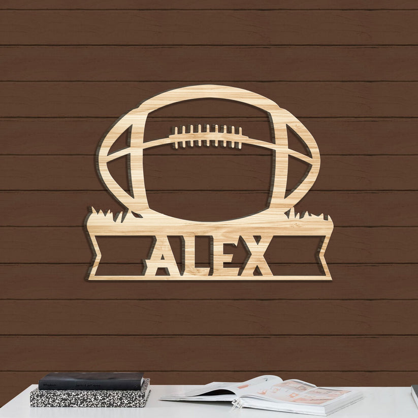Personalized Football Wood Sign, Football Ball Sign, Custom Name Woode