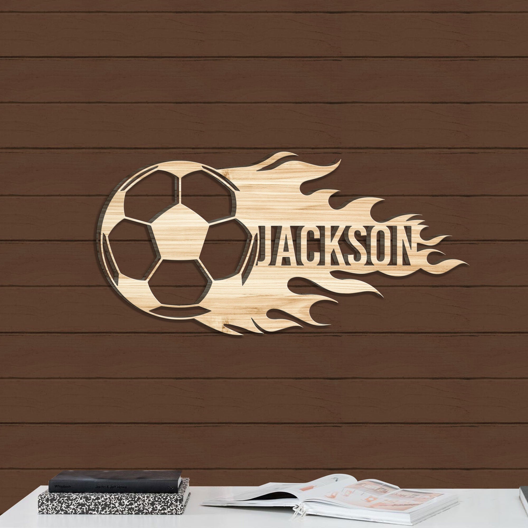 Personalized Soccer Wood Sign, Soccer Ball Sign, Custom Name Wooden Si