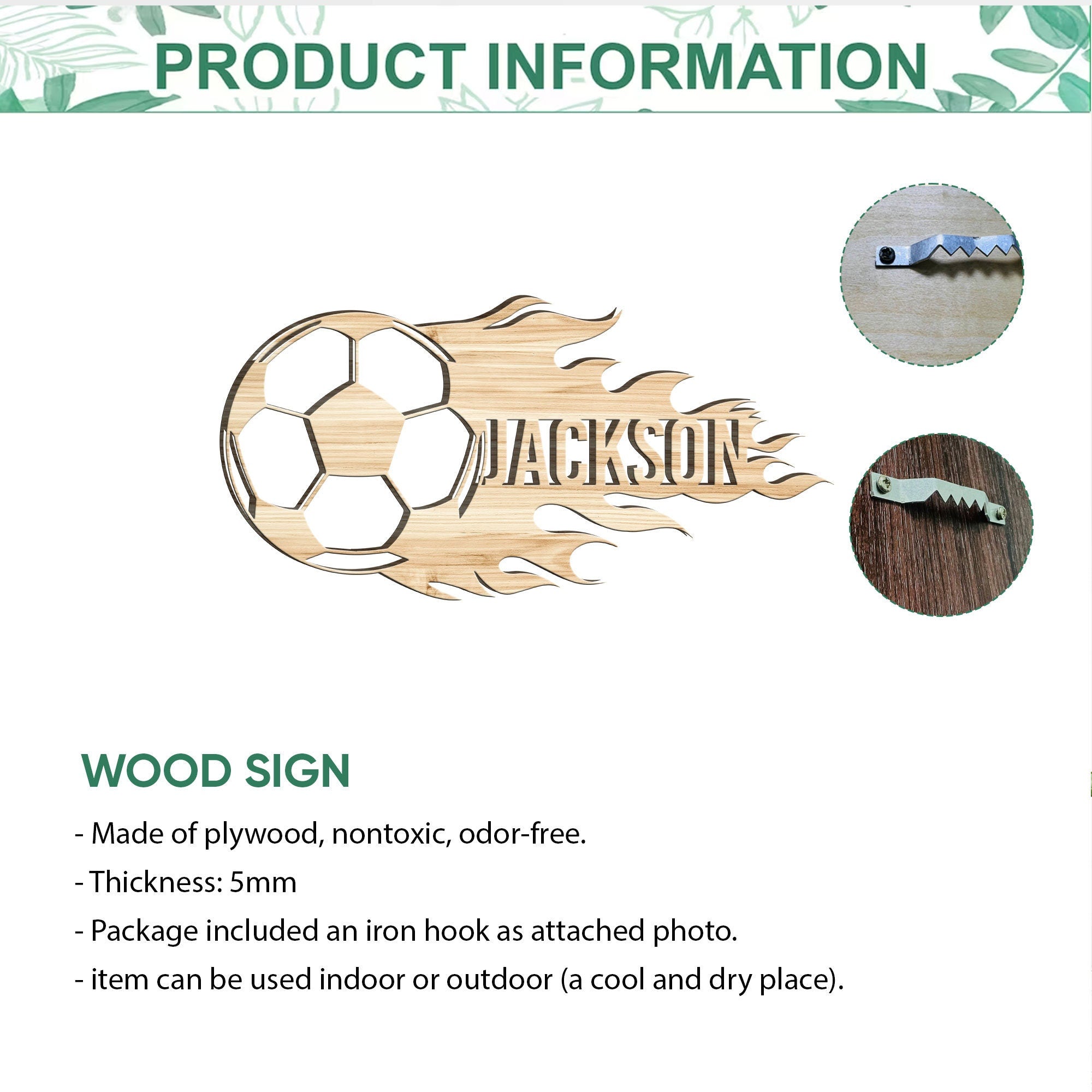 Personalized Soccer Wood Sign, Soccer Ball Sign, Custom Name Wooden Si