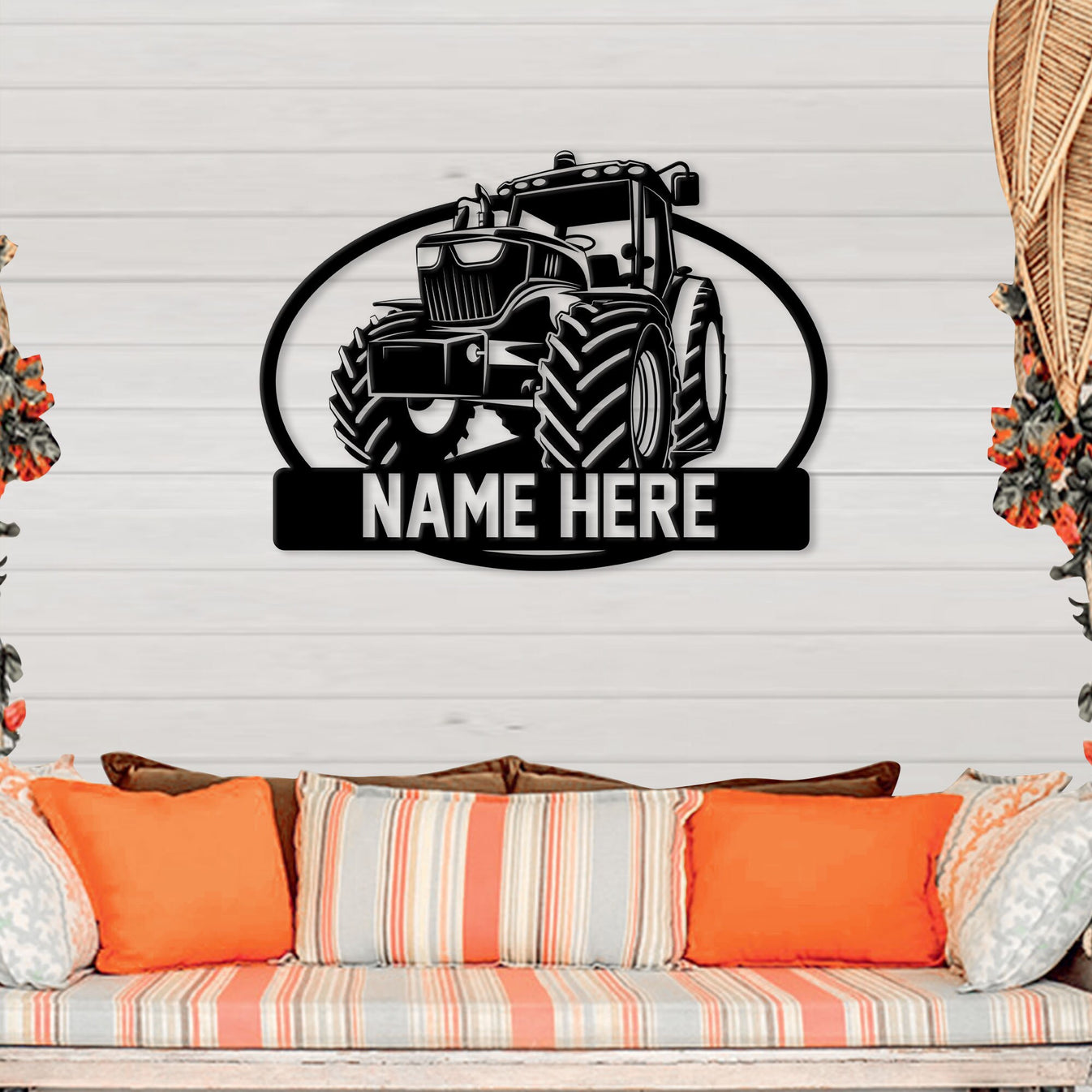 Personalized Tractor Metal Sign, Farmhouse Sign, Custom Text Room Sign
