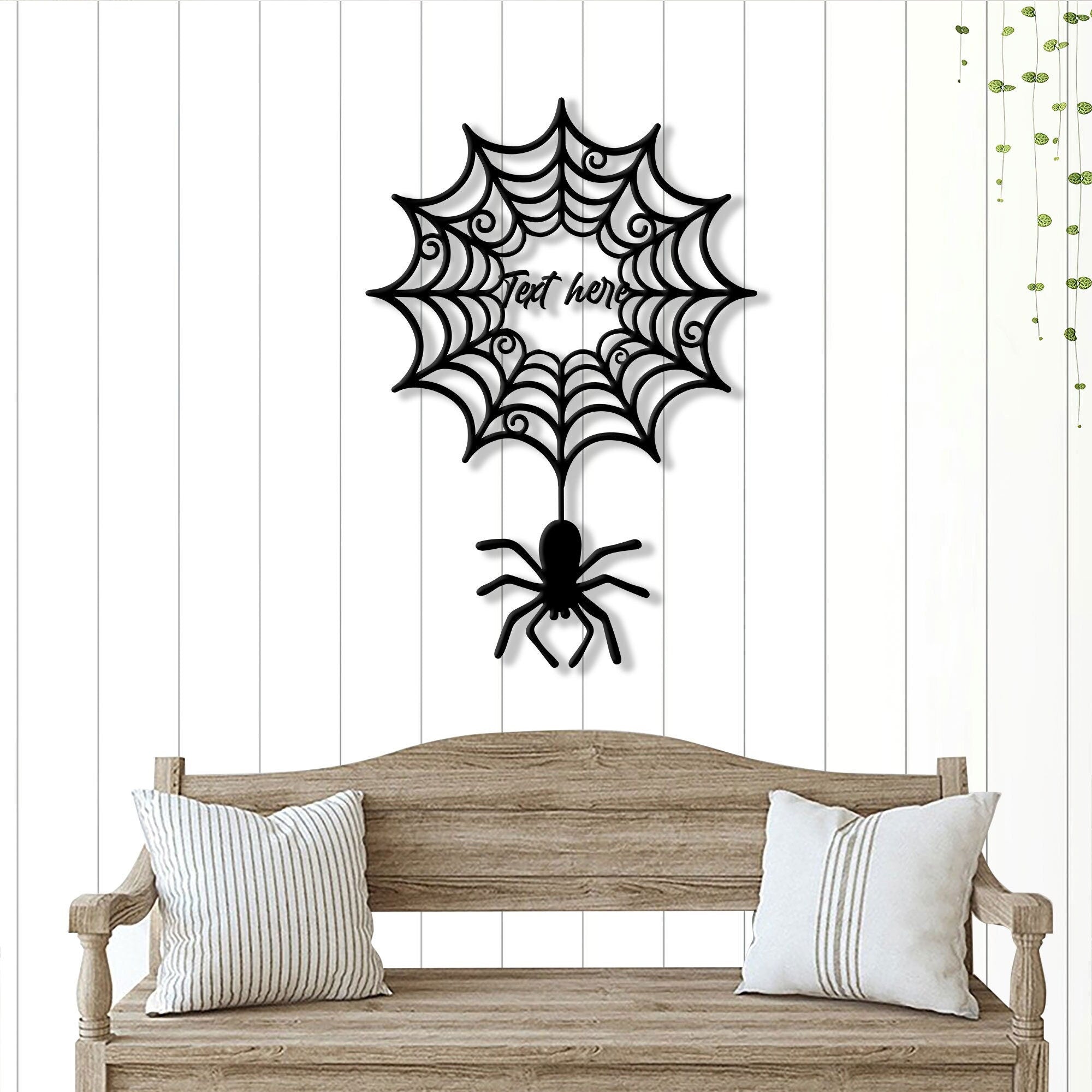 Personalized Spider Web Metal Sign, Spiderweb Web Sign, Custom Text Ro