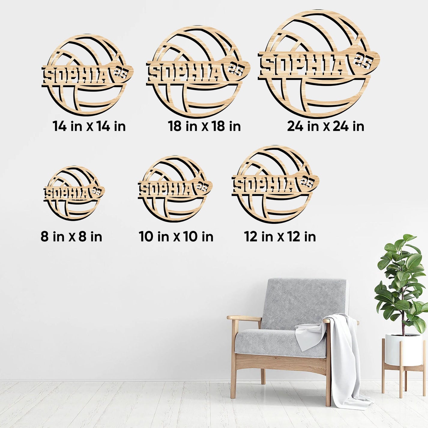 Personalized Volleyball Wood Sign, Volleyball Ball Sign, Custom Name N