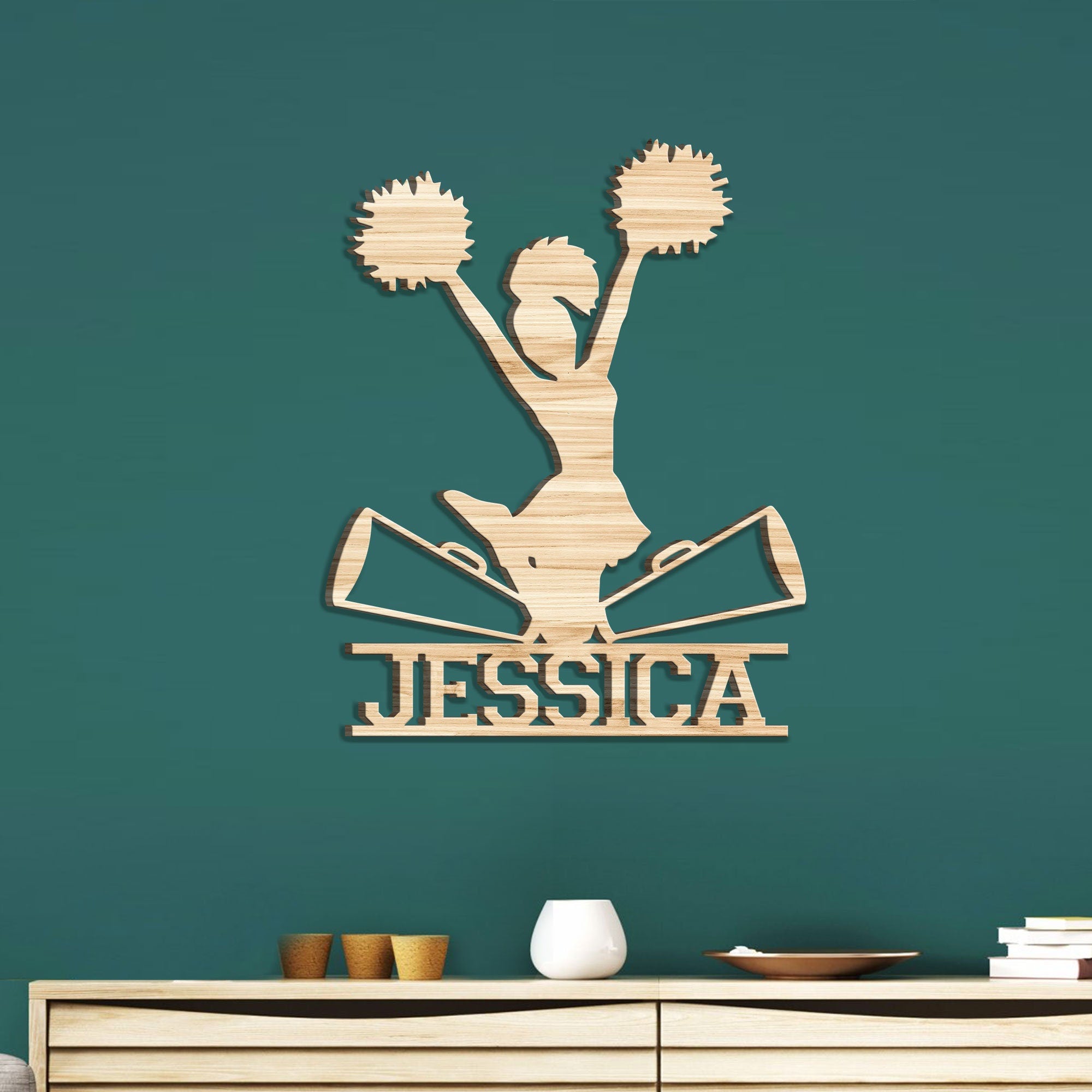 Personalized Cheerleading Wood Sign, Cheer Girl Sign, Custom Name Wood