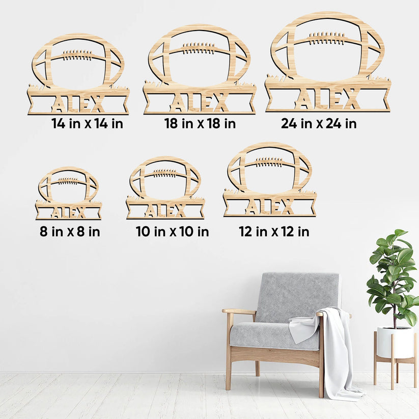 Personalized Football Wood Sign, Football Ball Sign, Custom Name Woode