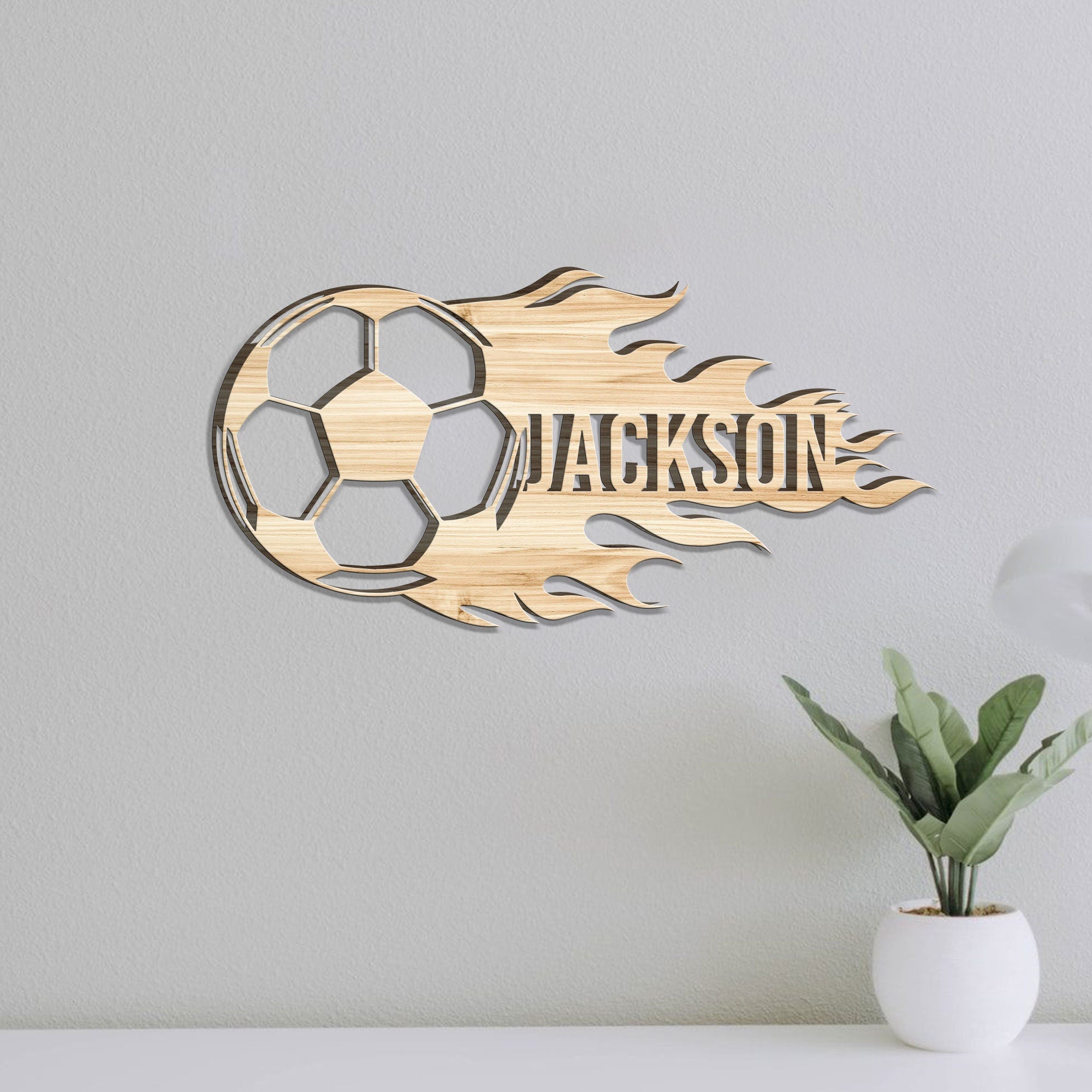 Personalized Soccer Wood Sign, Soccer Ball Sign, Custom Name Wooden Si